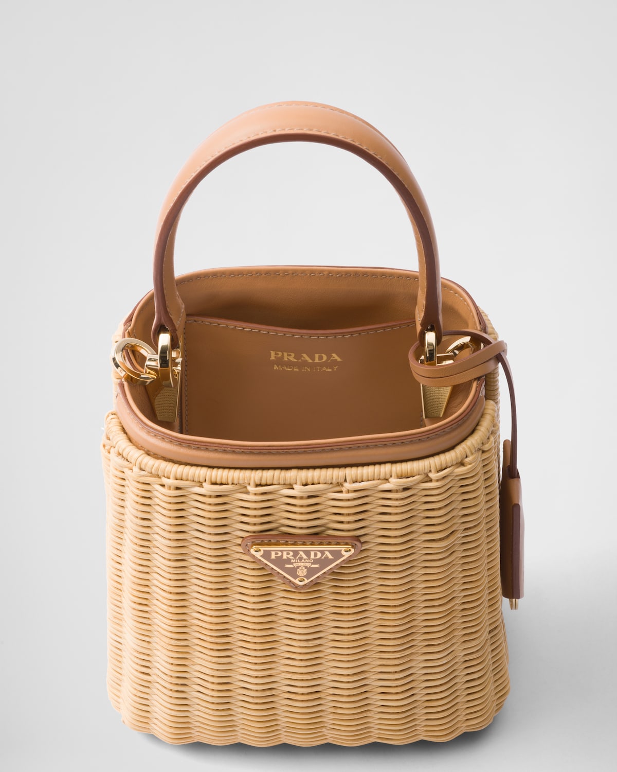 Natural Mini Wicker And Leather Prada Panier Bag | PRADA