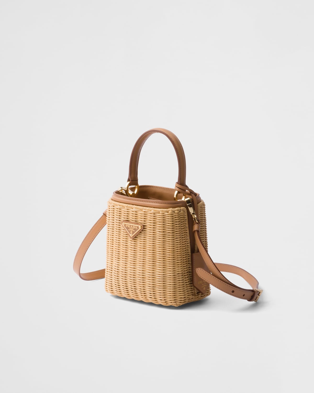 Natural Mini Wicker And Leather Prada Panier Bag | PRADA