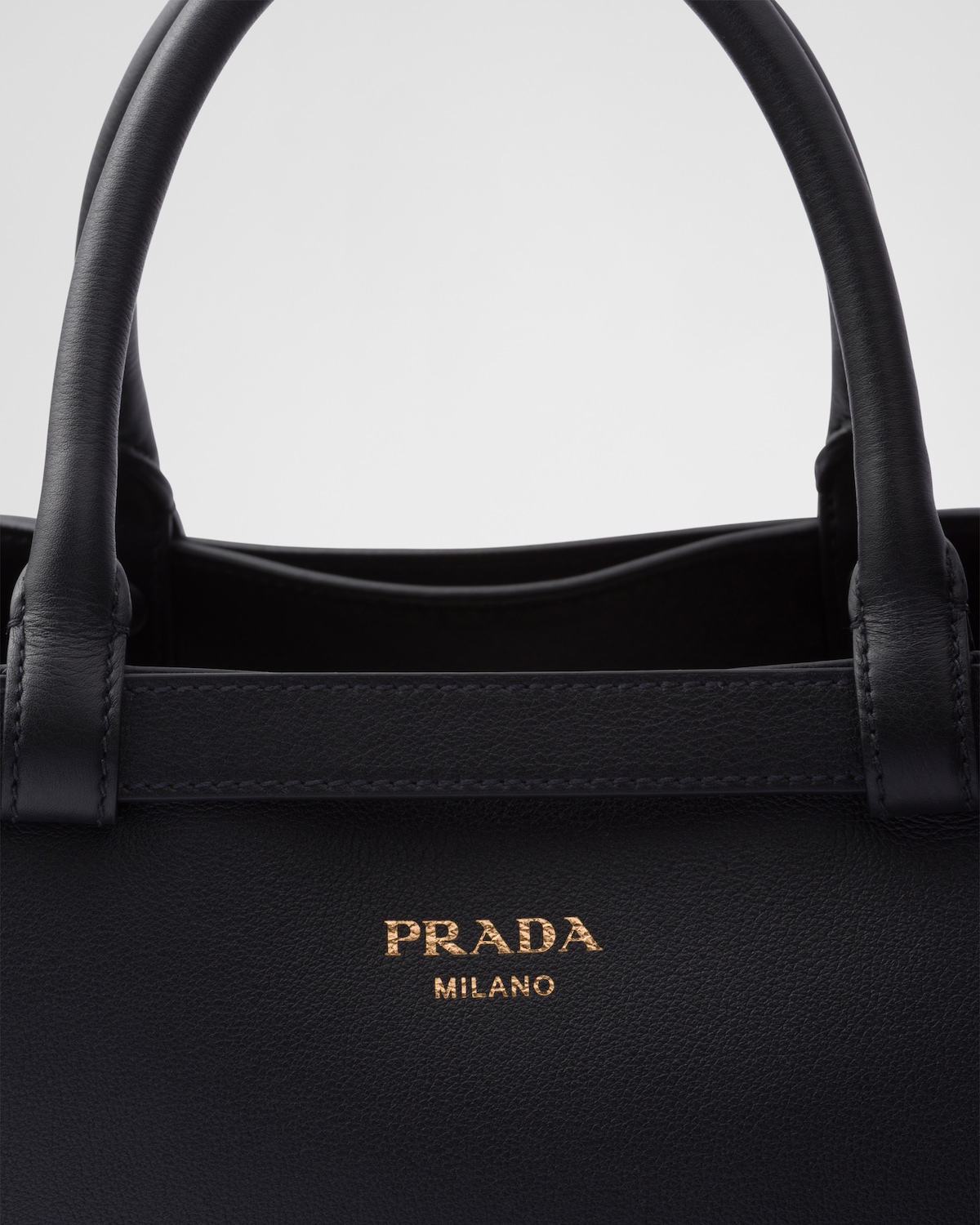 Black Prada Buckle Medium Leather Handbag With Double Belt | PRADA