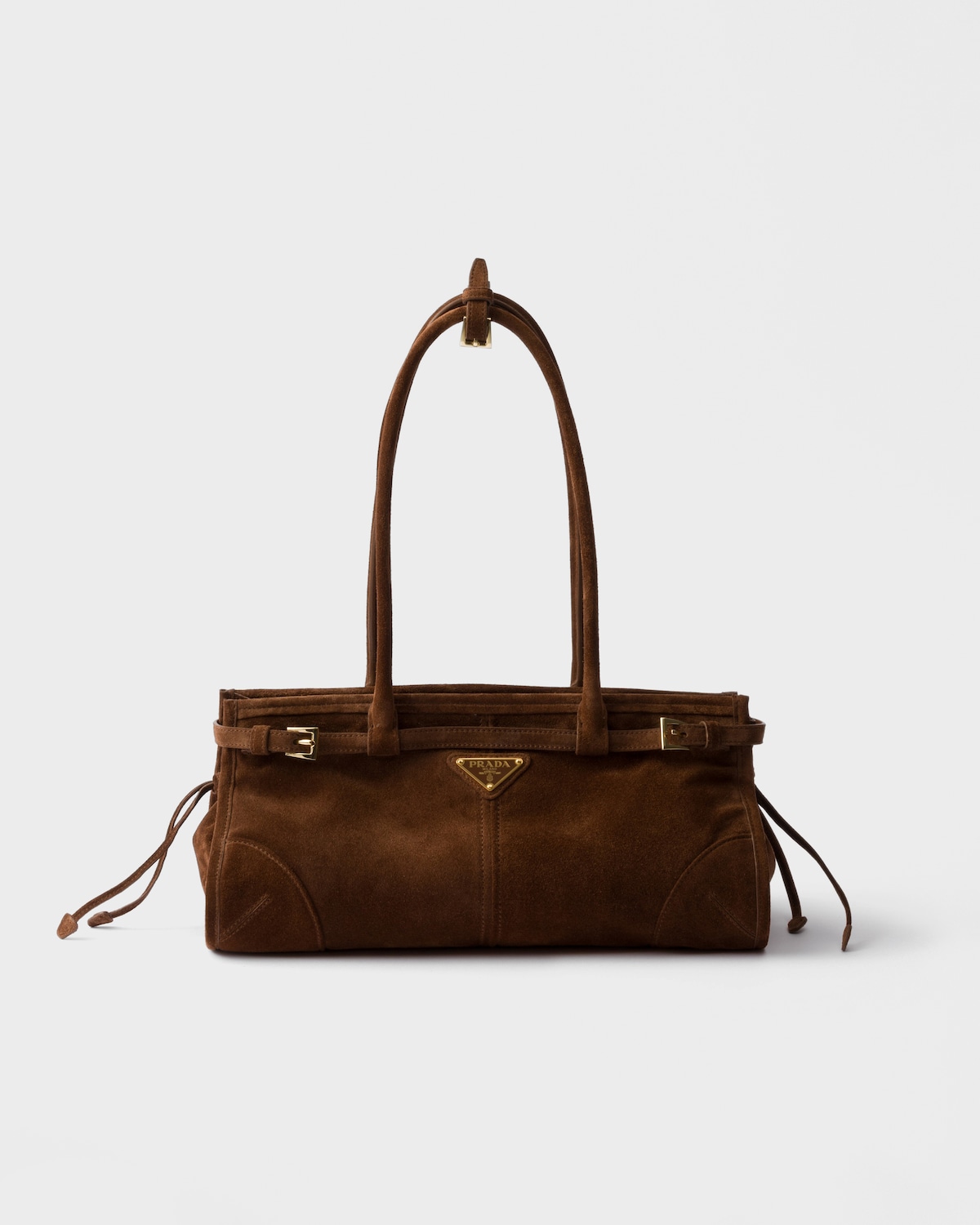 Cocoa Brown Prada Bonnie Medium Suede Handbag | PRADA