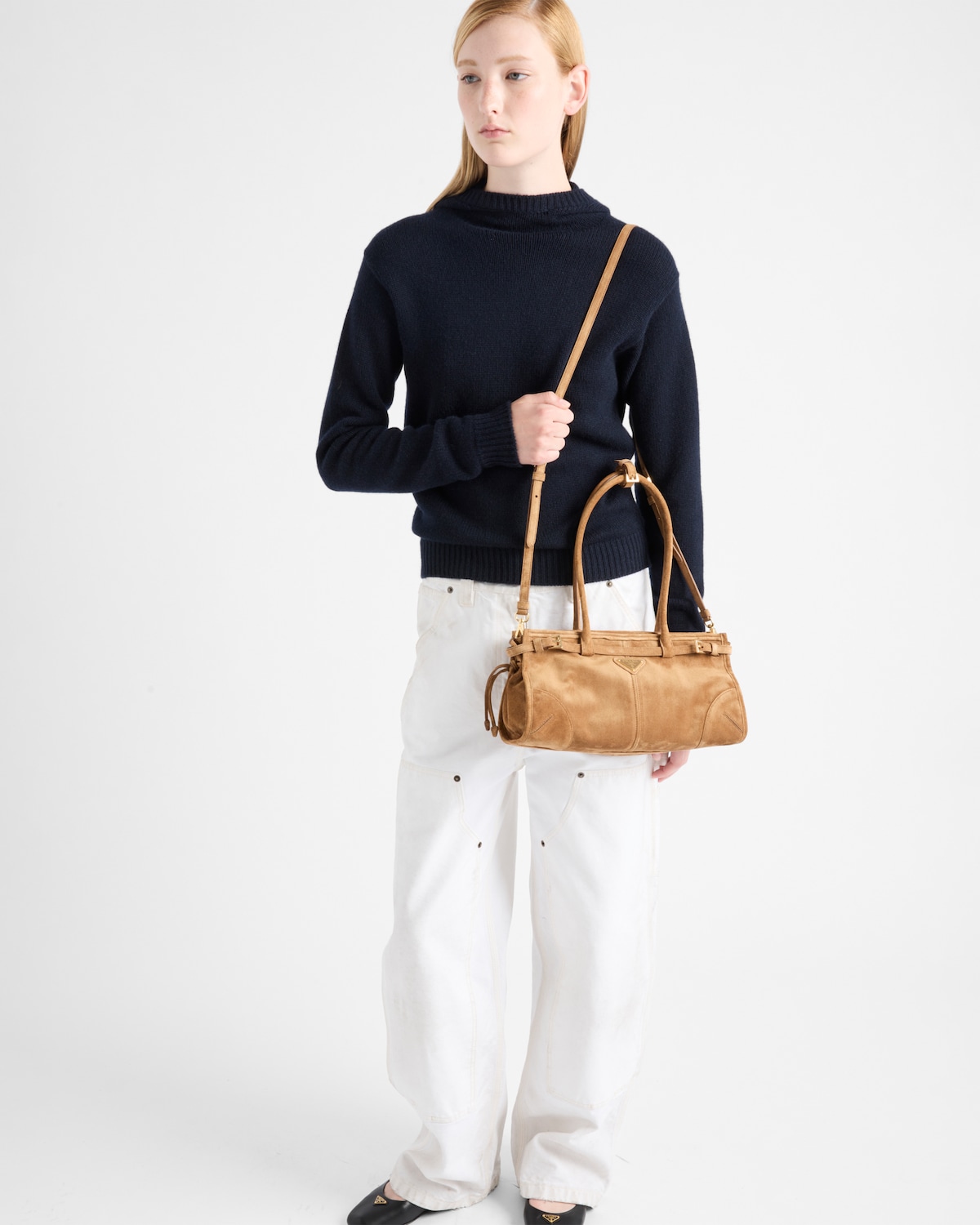 Cinnamon Medium Suede Handbag | PRADA