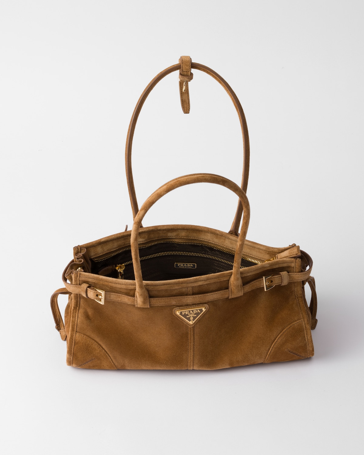 Cinnamon Medium Suede Handbag | PRADA