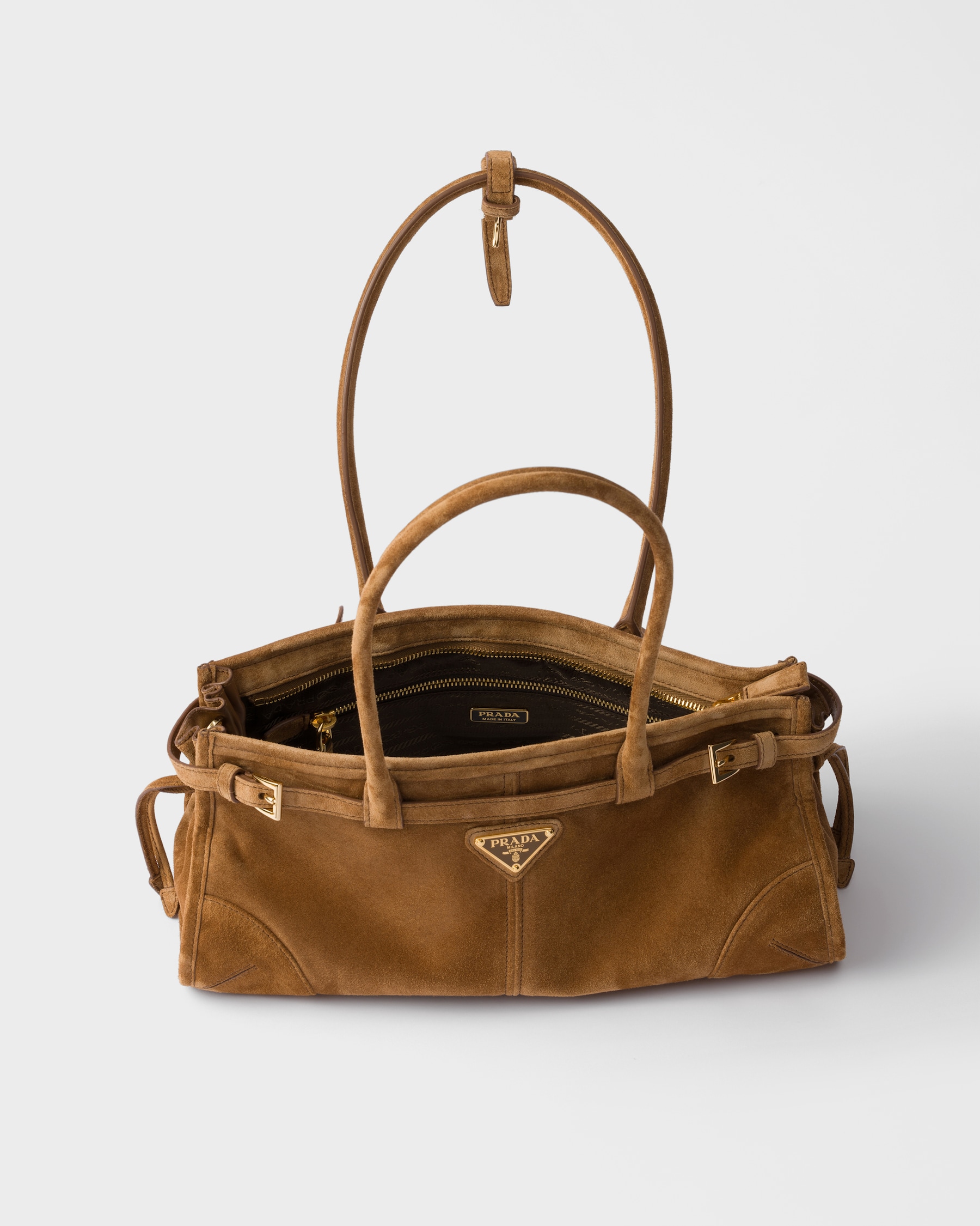 Cinnamon Medium Suede Handbag | PRADA