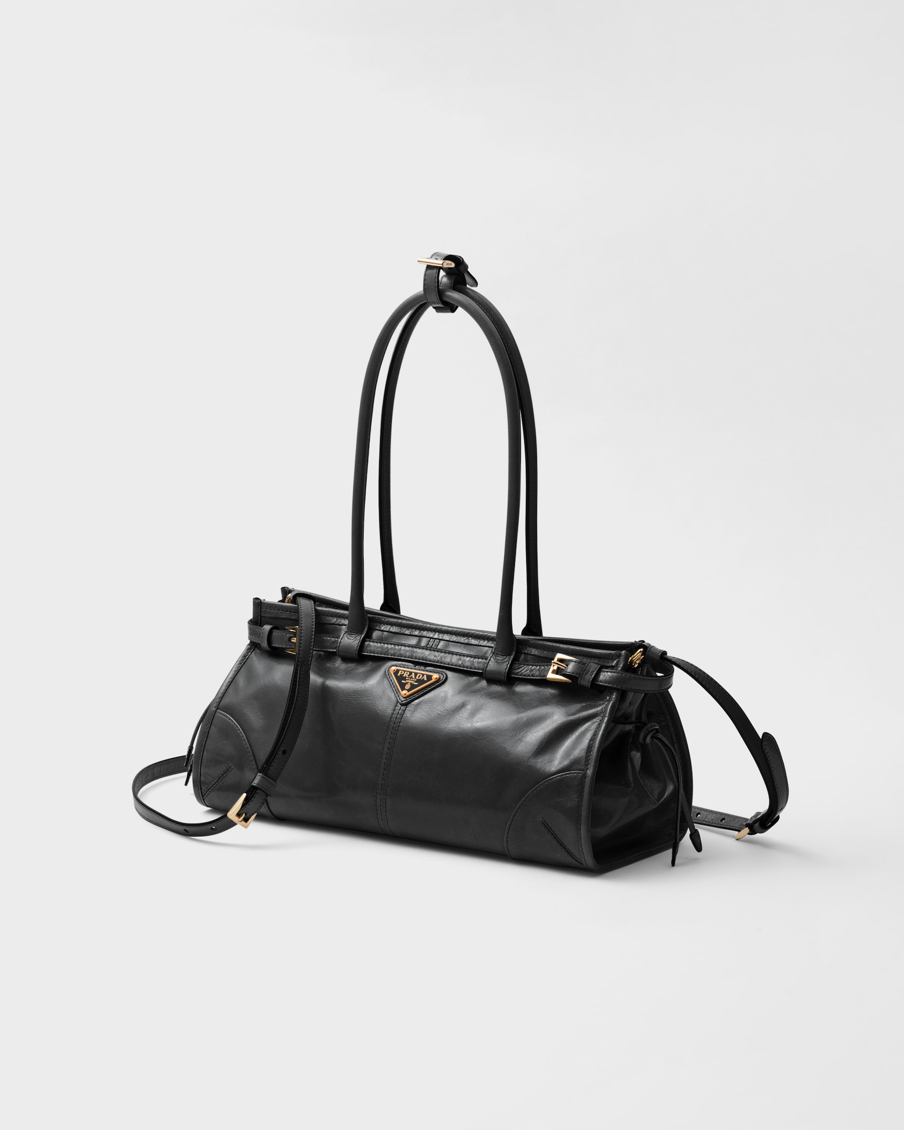 Black Prada Bonnie Medium Leather Handbag | PRADA