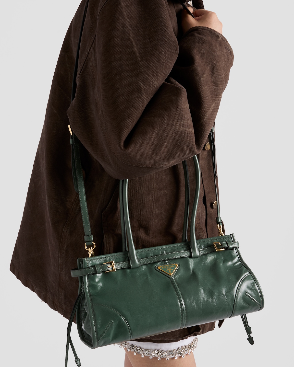Sage Medium Leather Handbag | PRADA