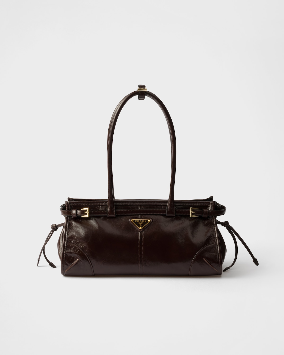 Dark Brown Prada Bonnie Medium Leather Handbag | PRADA