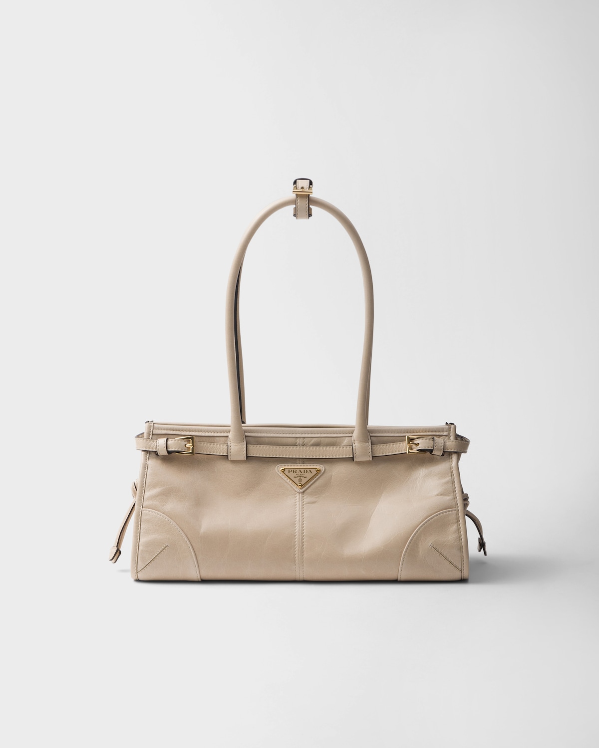 Travertine Prada Bonnie Medium Leather Handbag | PRADA