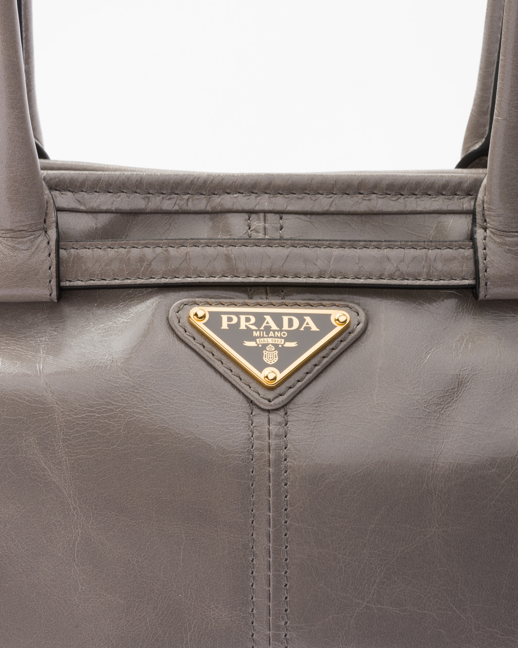 Pewter Medium Leather Handbag | PRADA