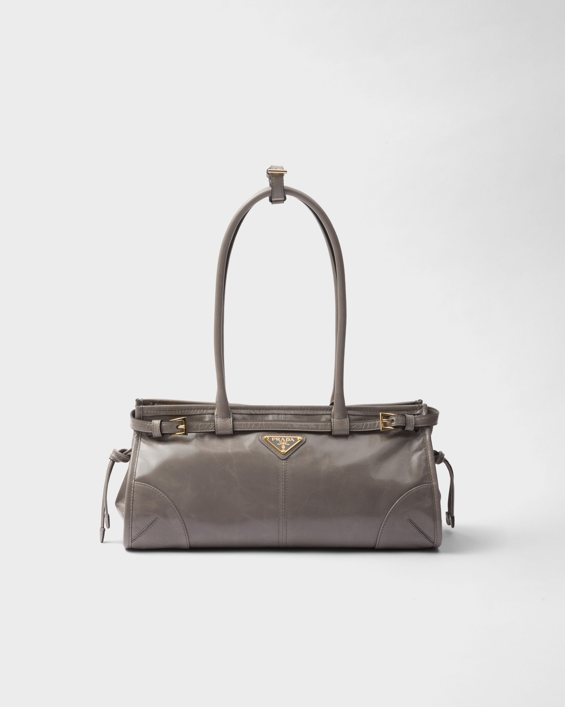 Pewter Prada Bonnie Medium Leather Handbag | PRADA - United States