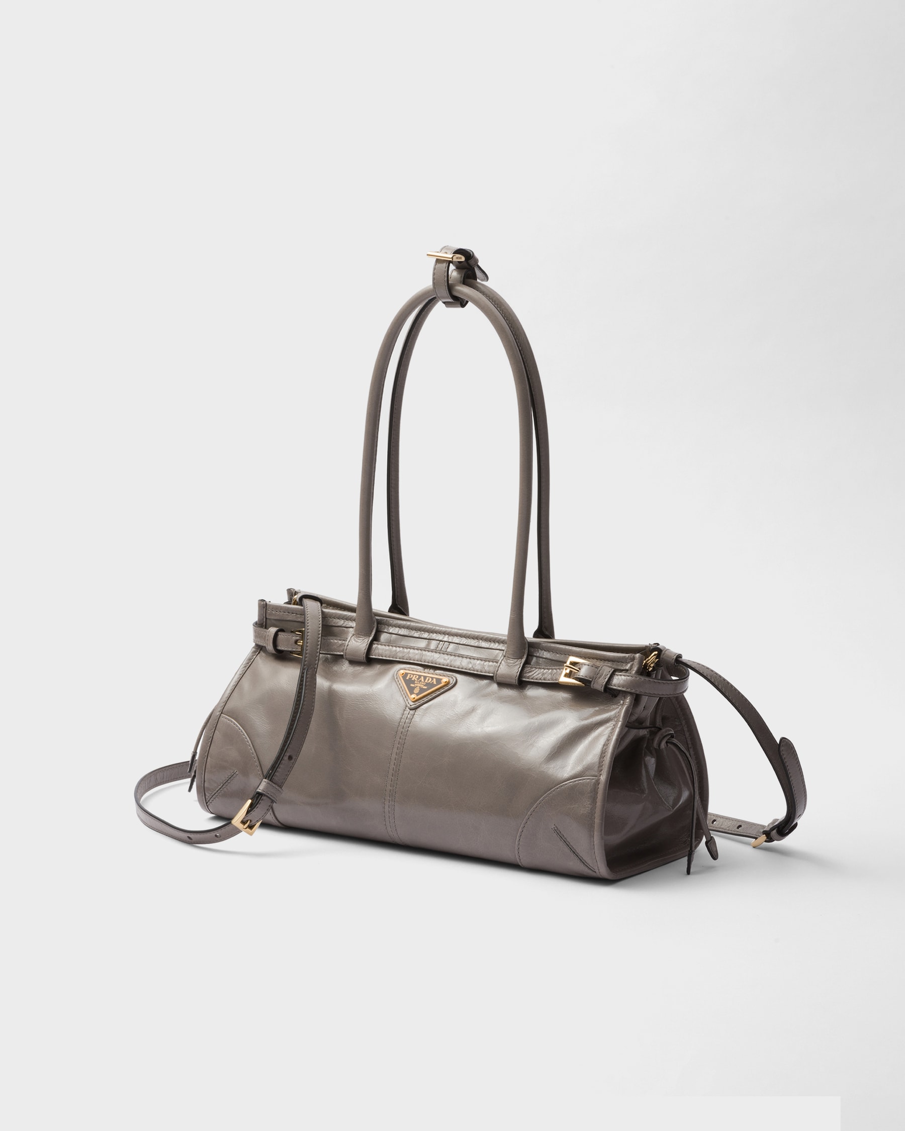 Pewter Medium Leather Handbag | PRADA