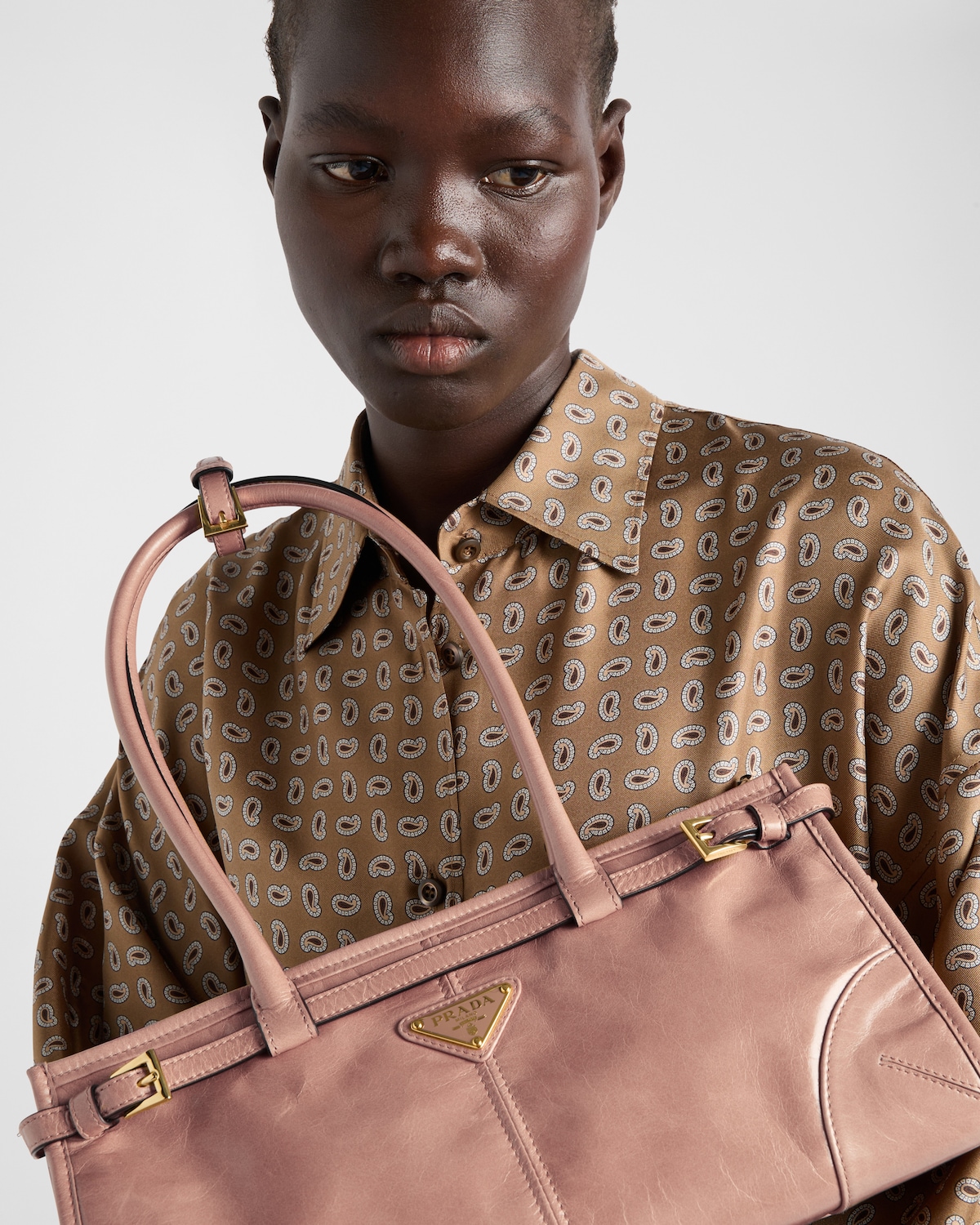 Lily-of-the-valley Prada Bonnie Medium Leather Handbag | PRADA