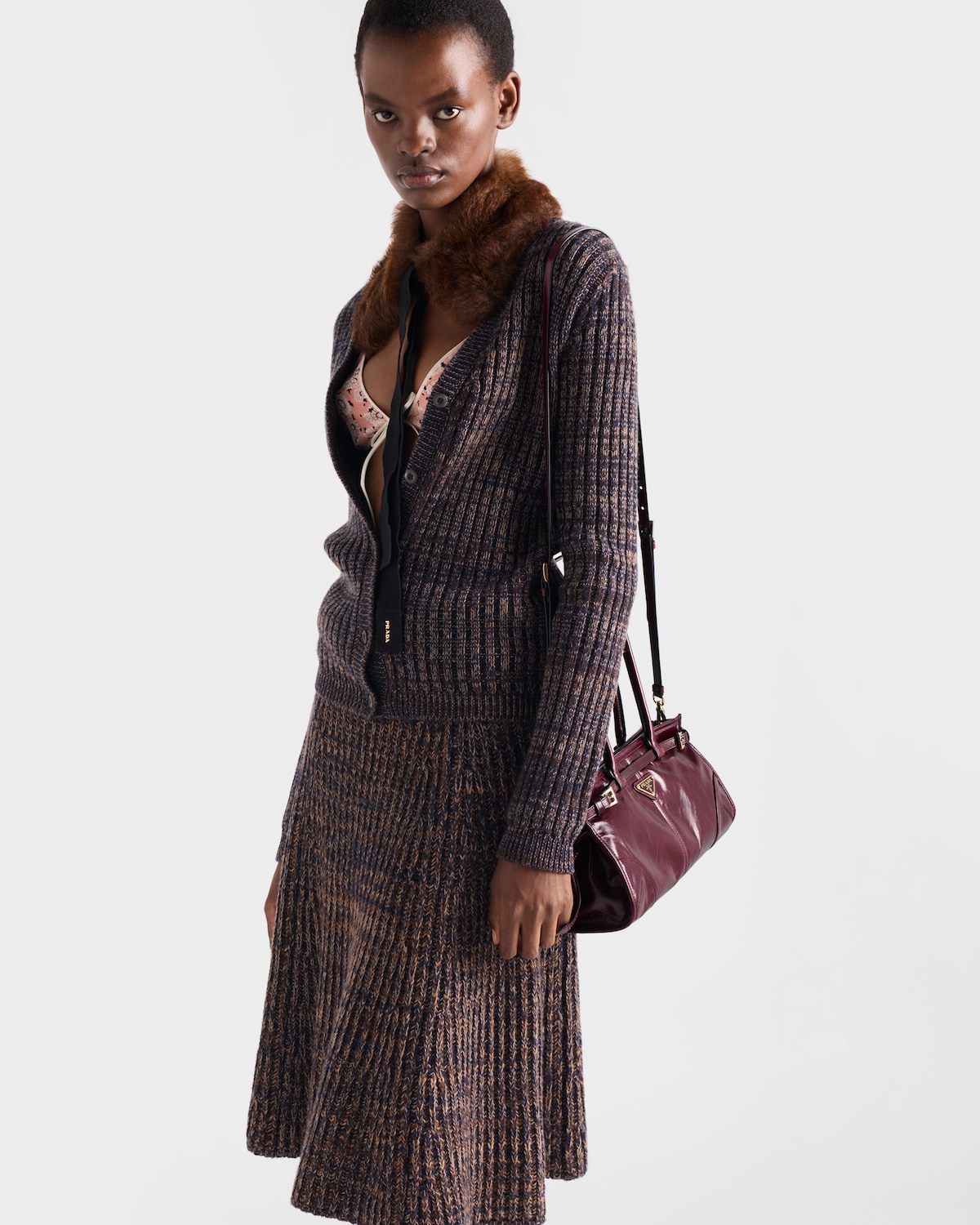 Burgundy Prada Bonnie Medium Leather Handbag | PRADA - United States