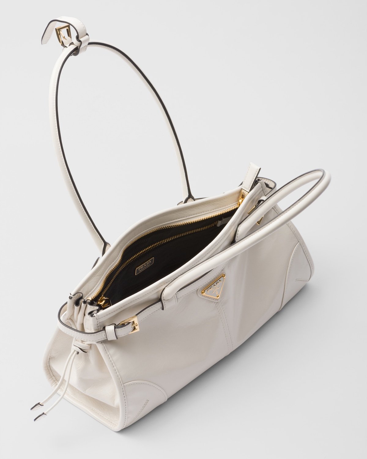 White Prada Bonnie Medium Leather Handbag | PRADA