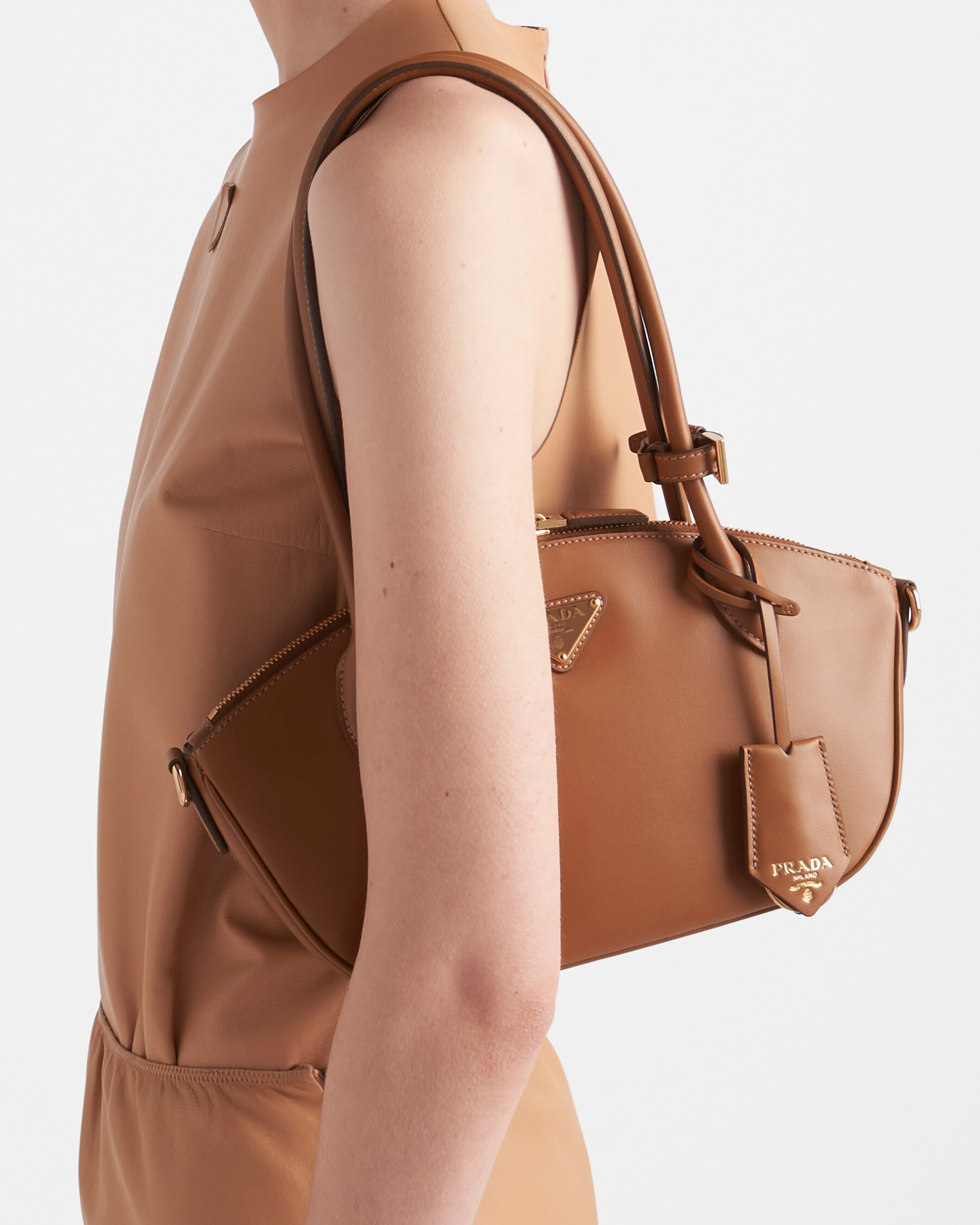 Caramel Small Leather Handbag | PRADA