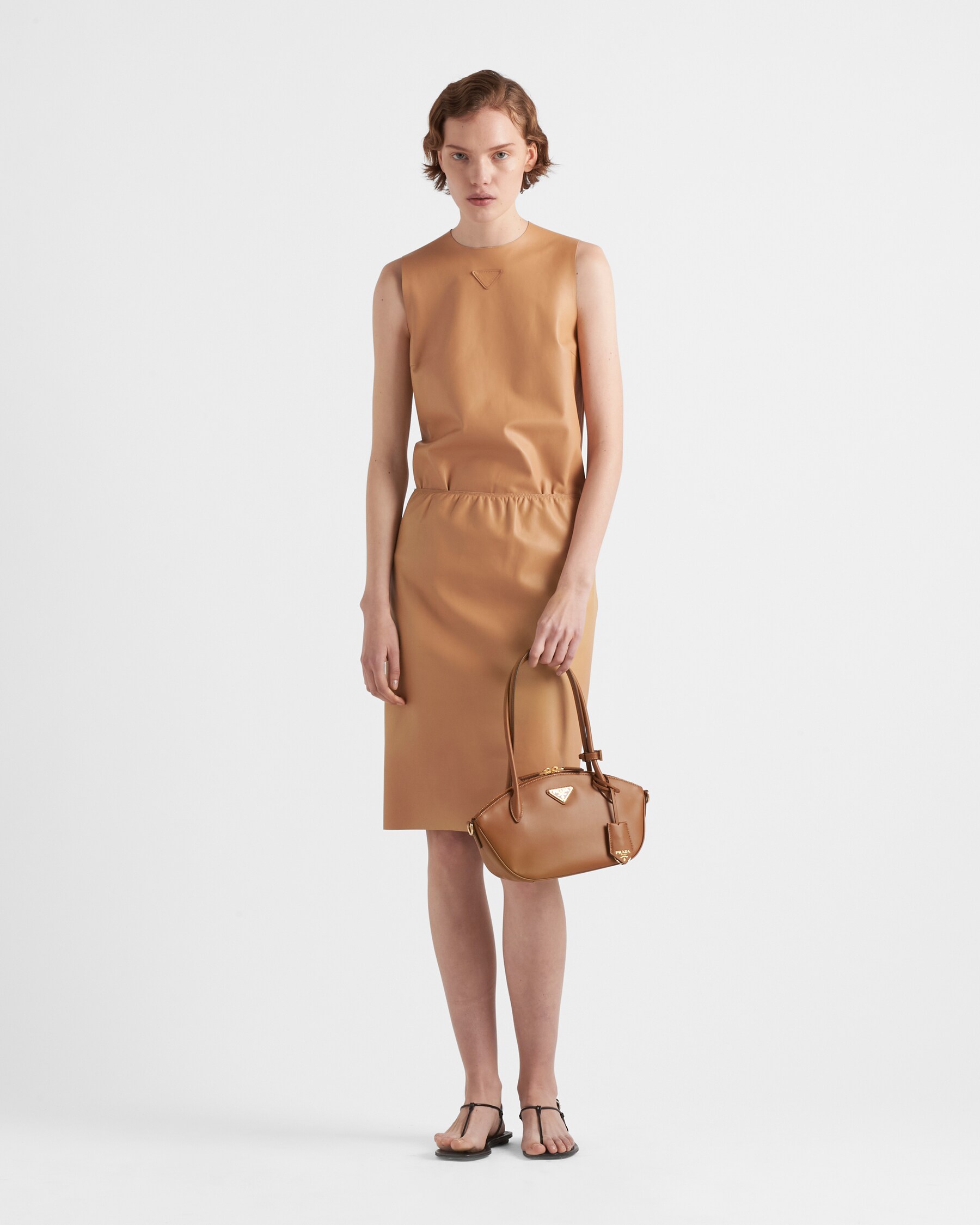 Caramel Small Leather Handbag | PRADA