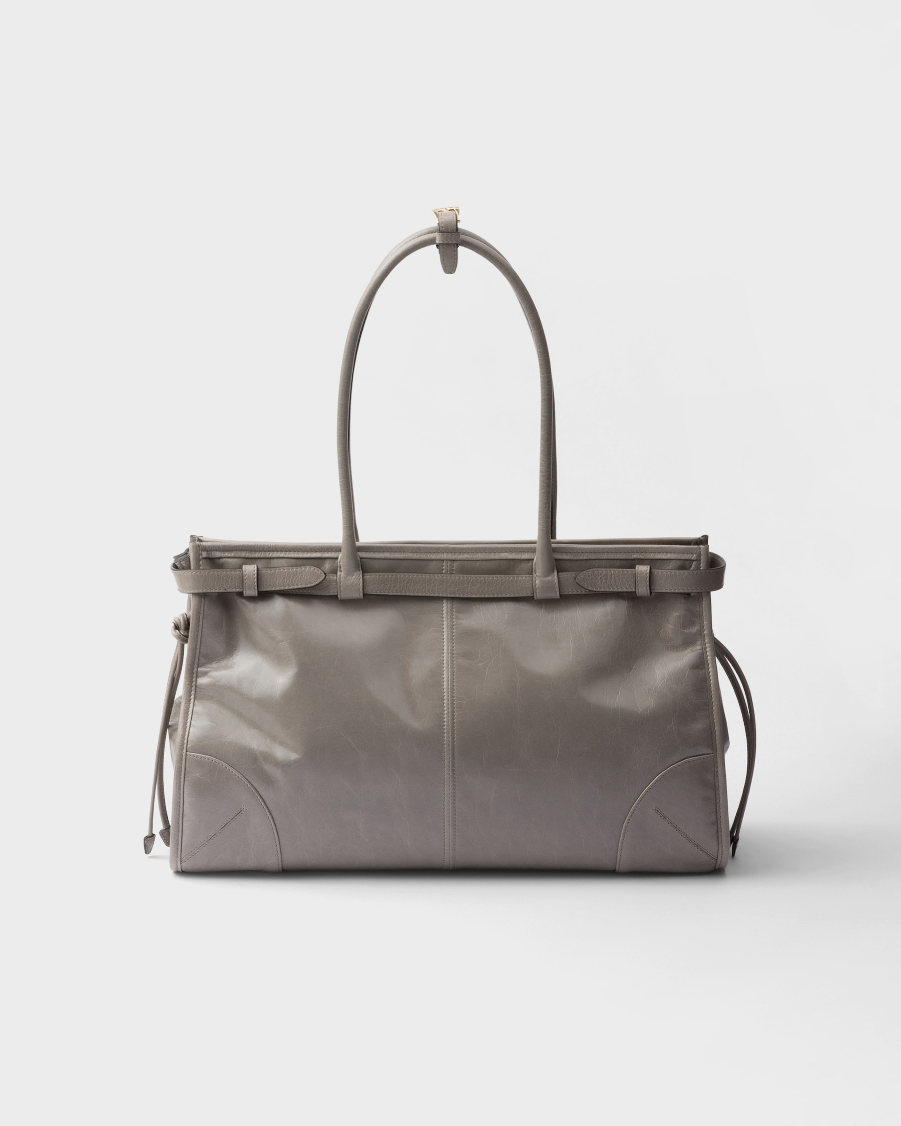 Pewter Prada Bonnie Large Leather Handbag | PRADA