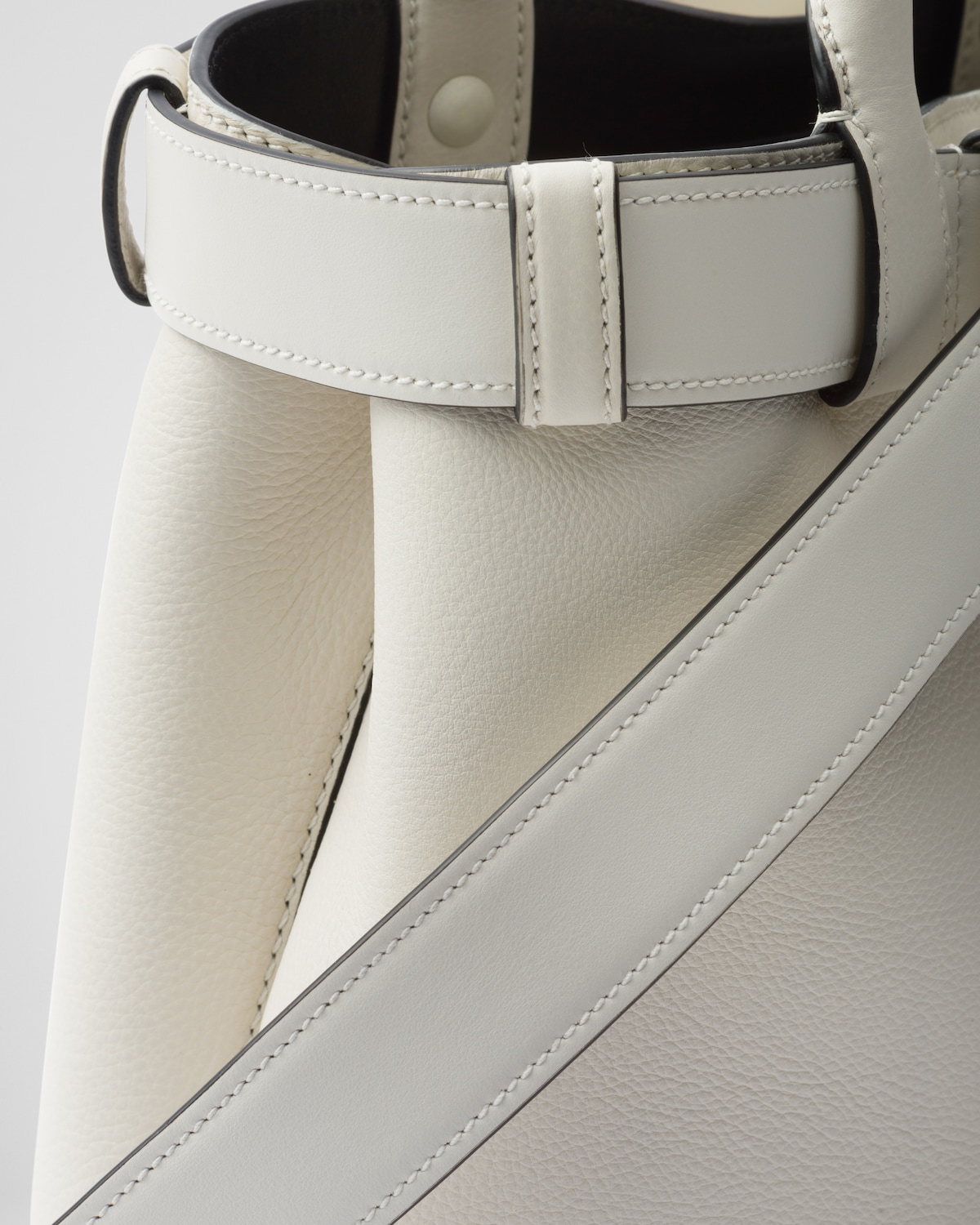 White/black Prada Buckle Medium Leather Handbag With Belt | PRADA
