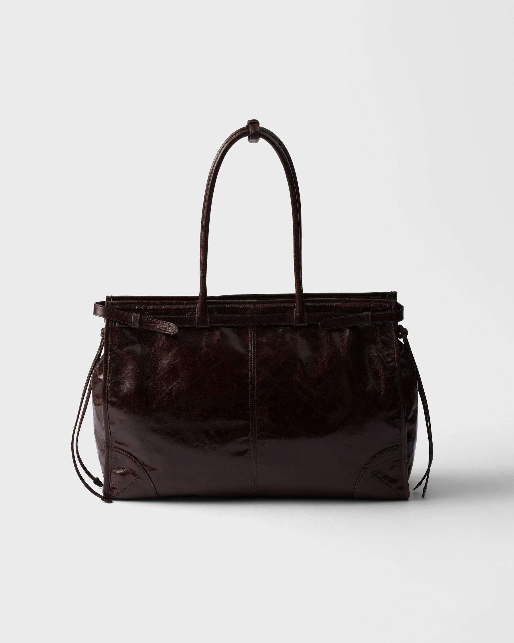 Dark Brown Large Leather Handbag | PRADA