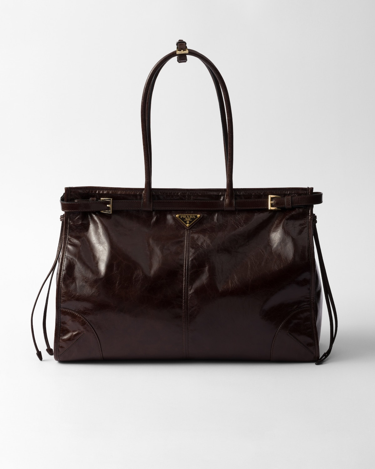 Dark Brown Prada Bonnie Extra-large Leather Handbag | PRADA
