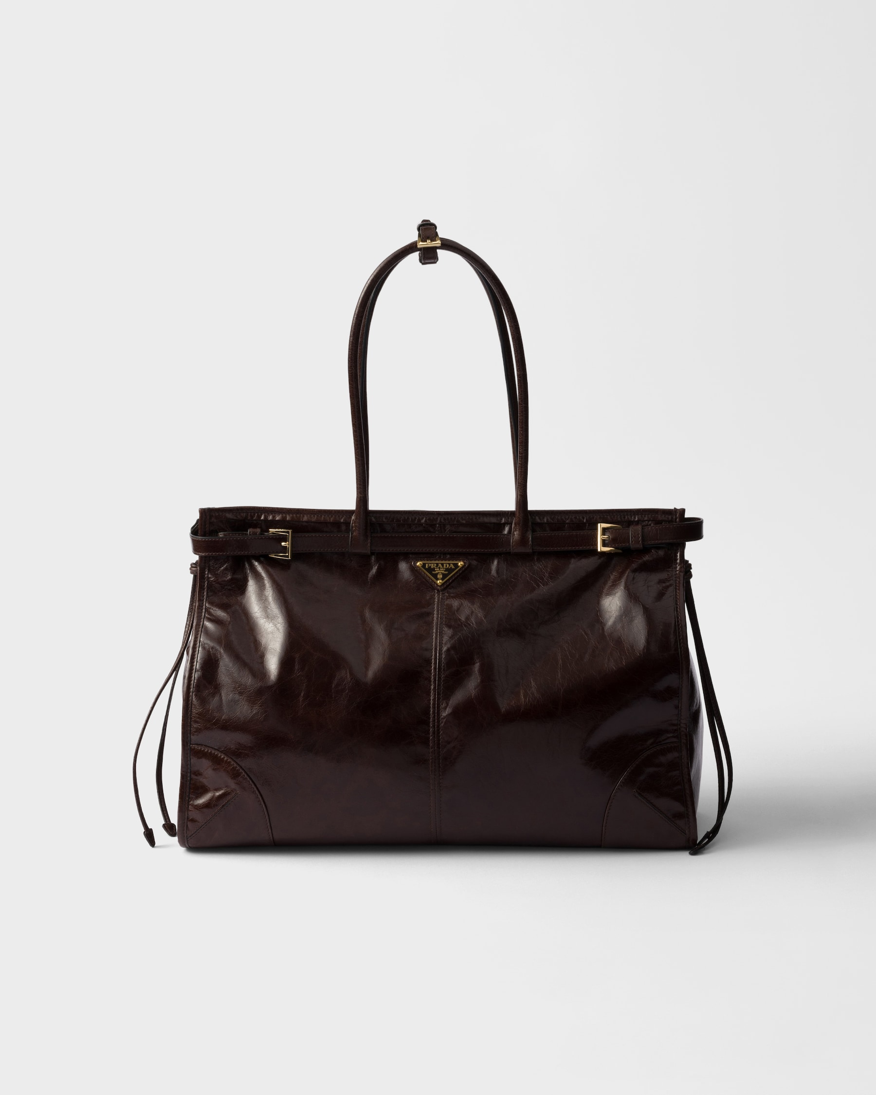 Dark Brown Extra Large Leather Handbag | PRADA