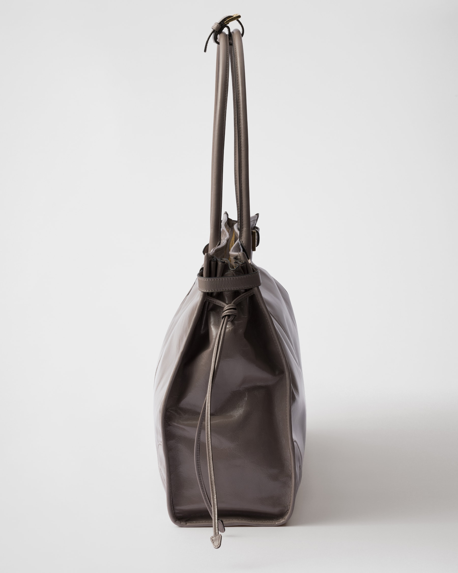 Pewter Extra Large Leather Handbag | PRADA