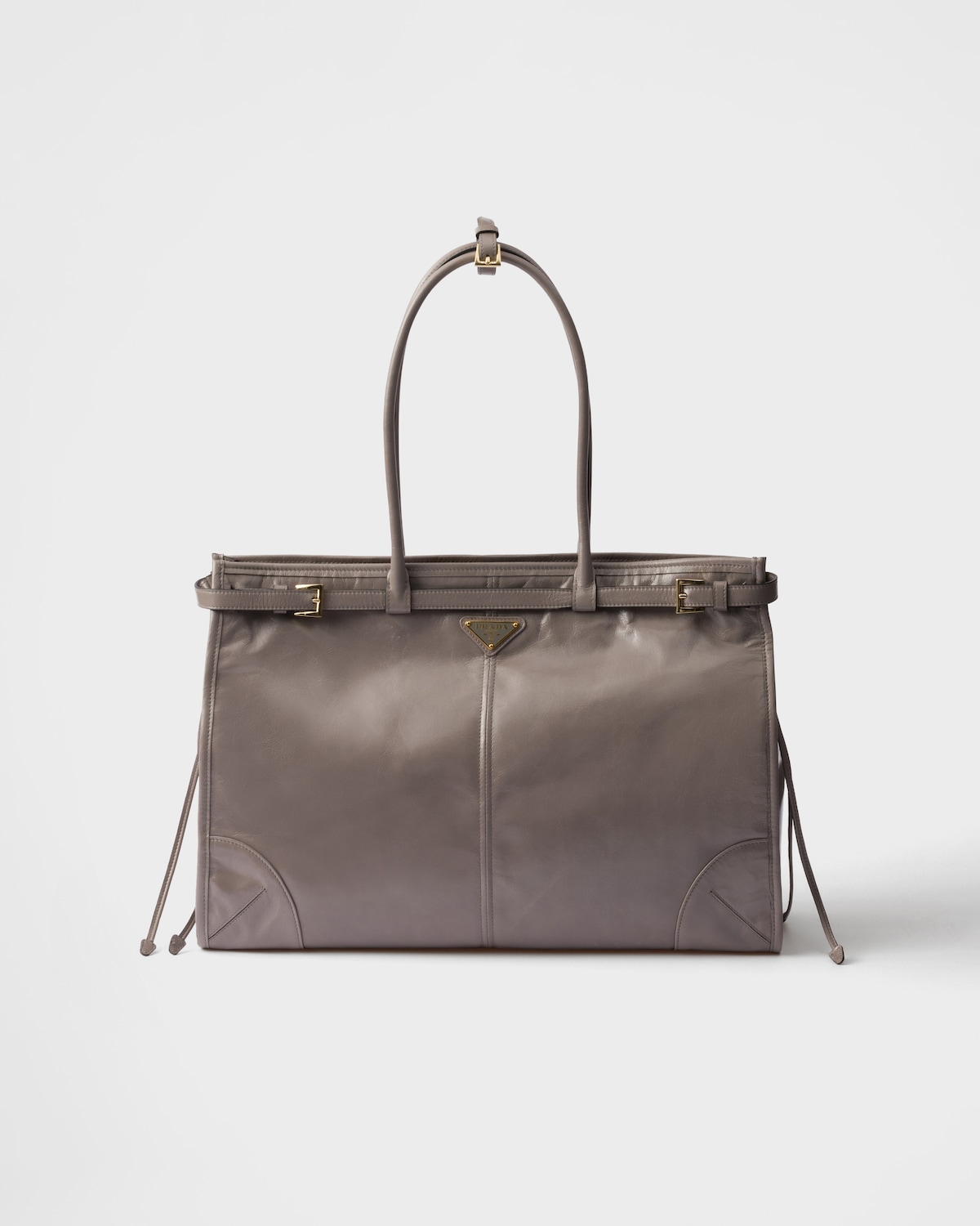 Pewter Extra Large Leather Handbag | PRADA
