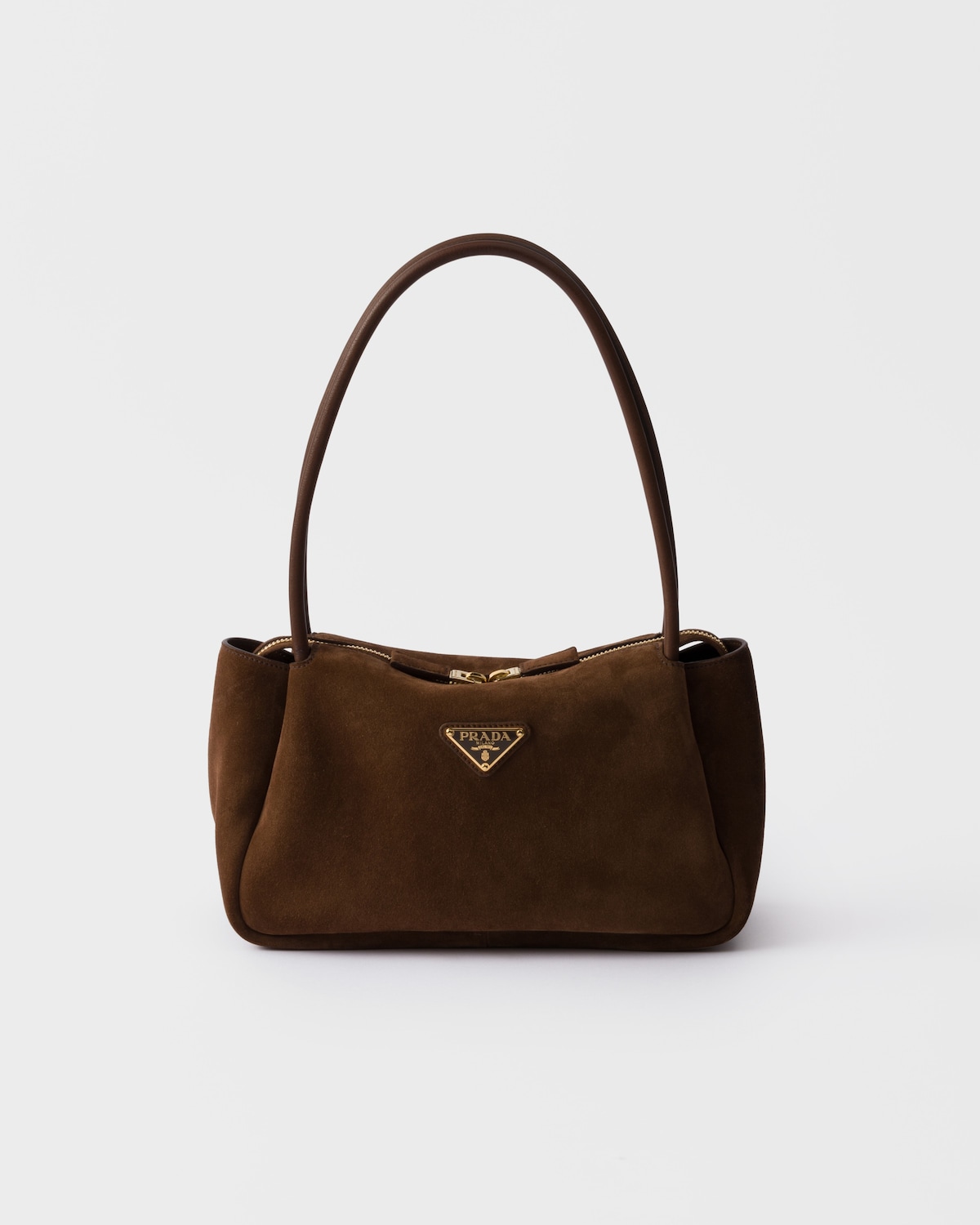 Cocoa Brown Prada Darling Medium Suede Shoulder Bag | PRADA