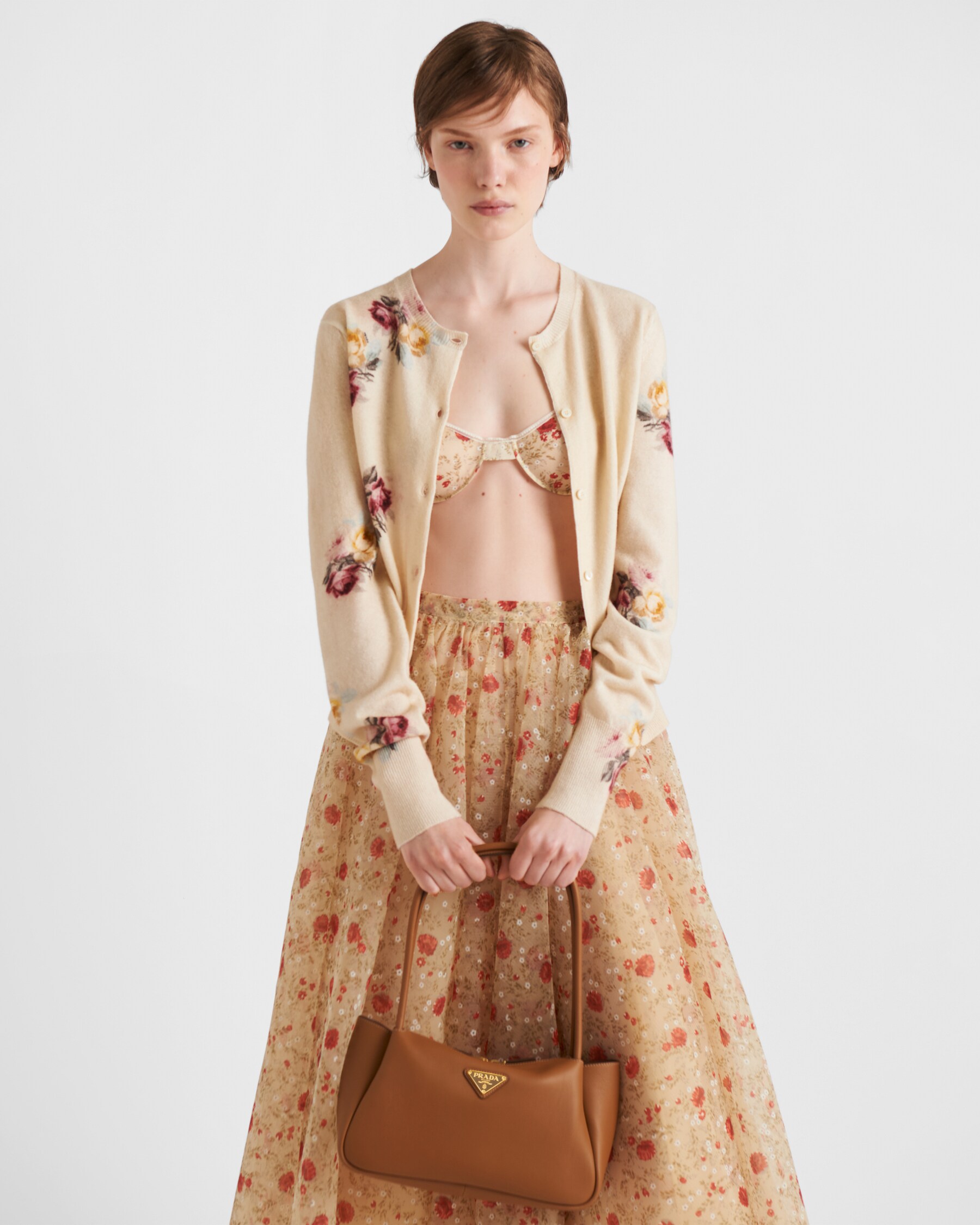 Caramel Medium Leather Handbag | PRADA