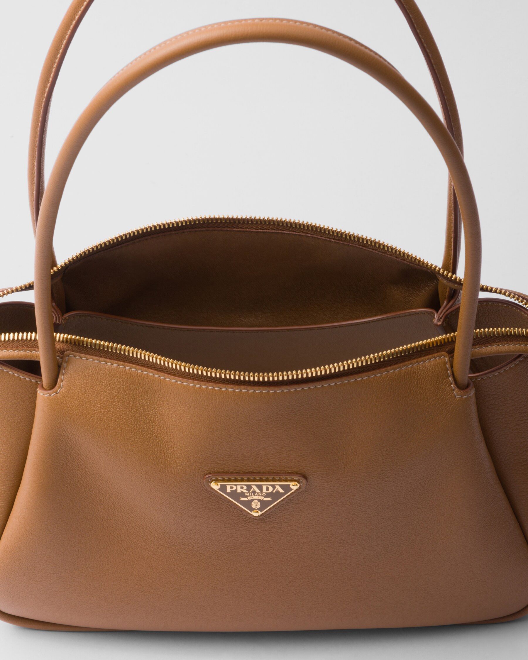Caramel Medium Leather Handbag | PRADA