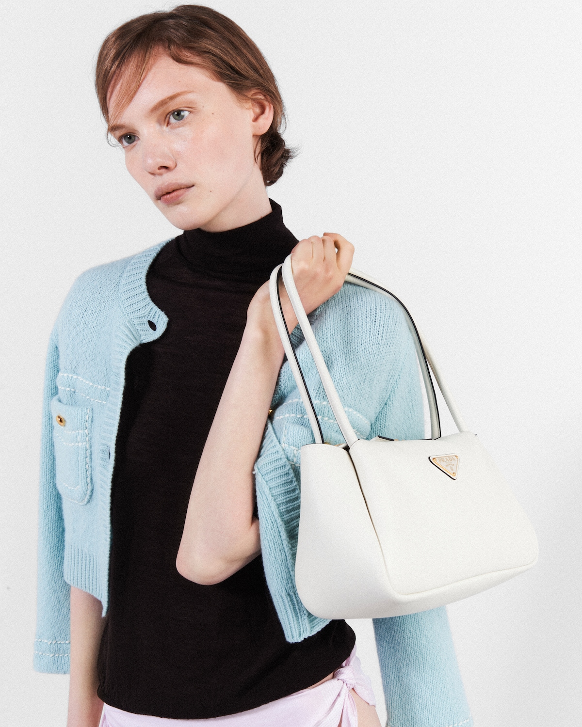 White Prada Darling Medium Leather Shoulder Bag | PRADA - United States
