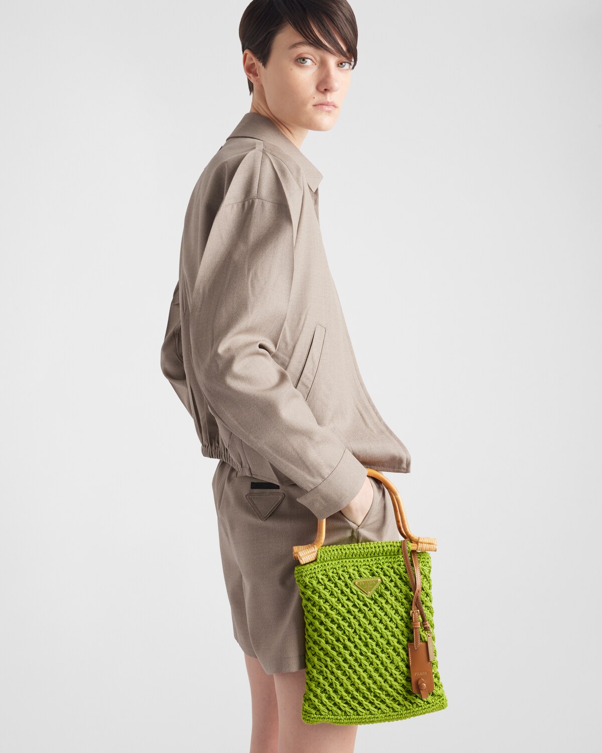 Lawn Green Cotton Crochet Mini-handbag | PRADA