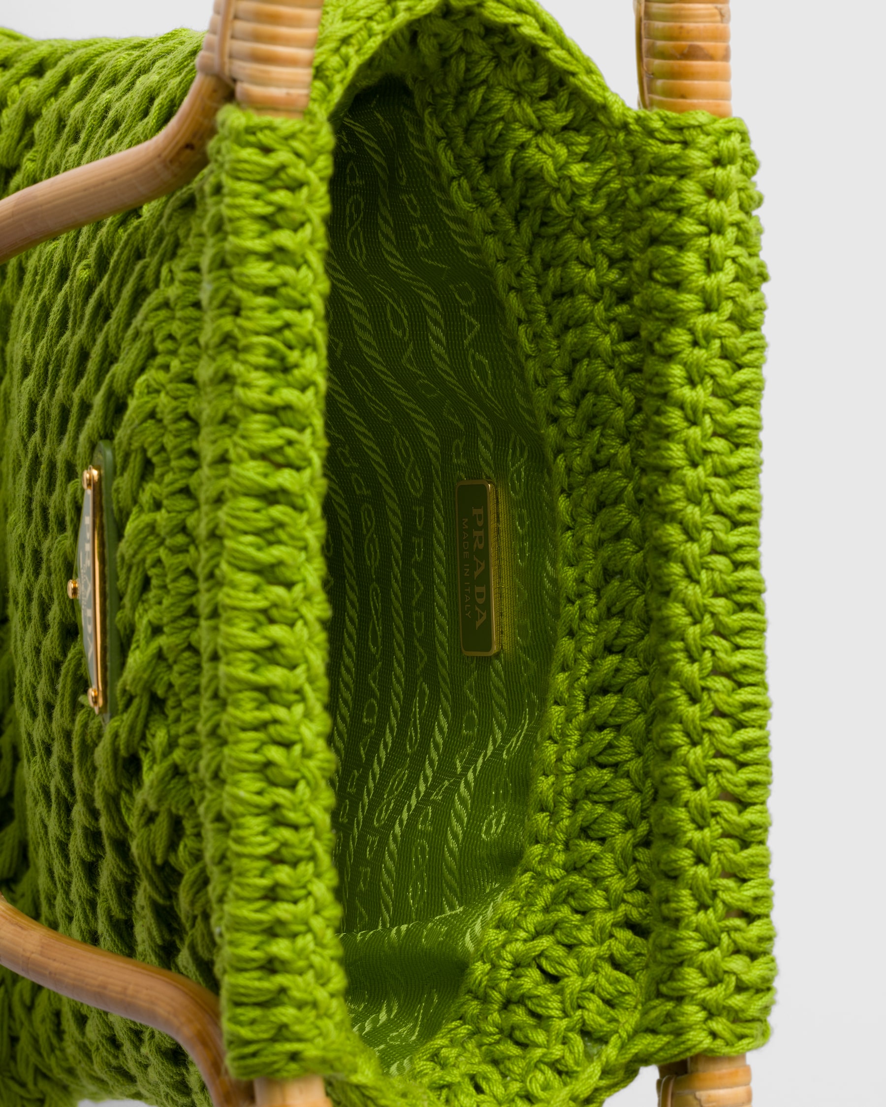 Lawn Green Cotton Crochet Mini-handbag | PRADA