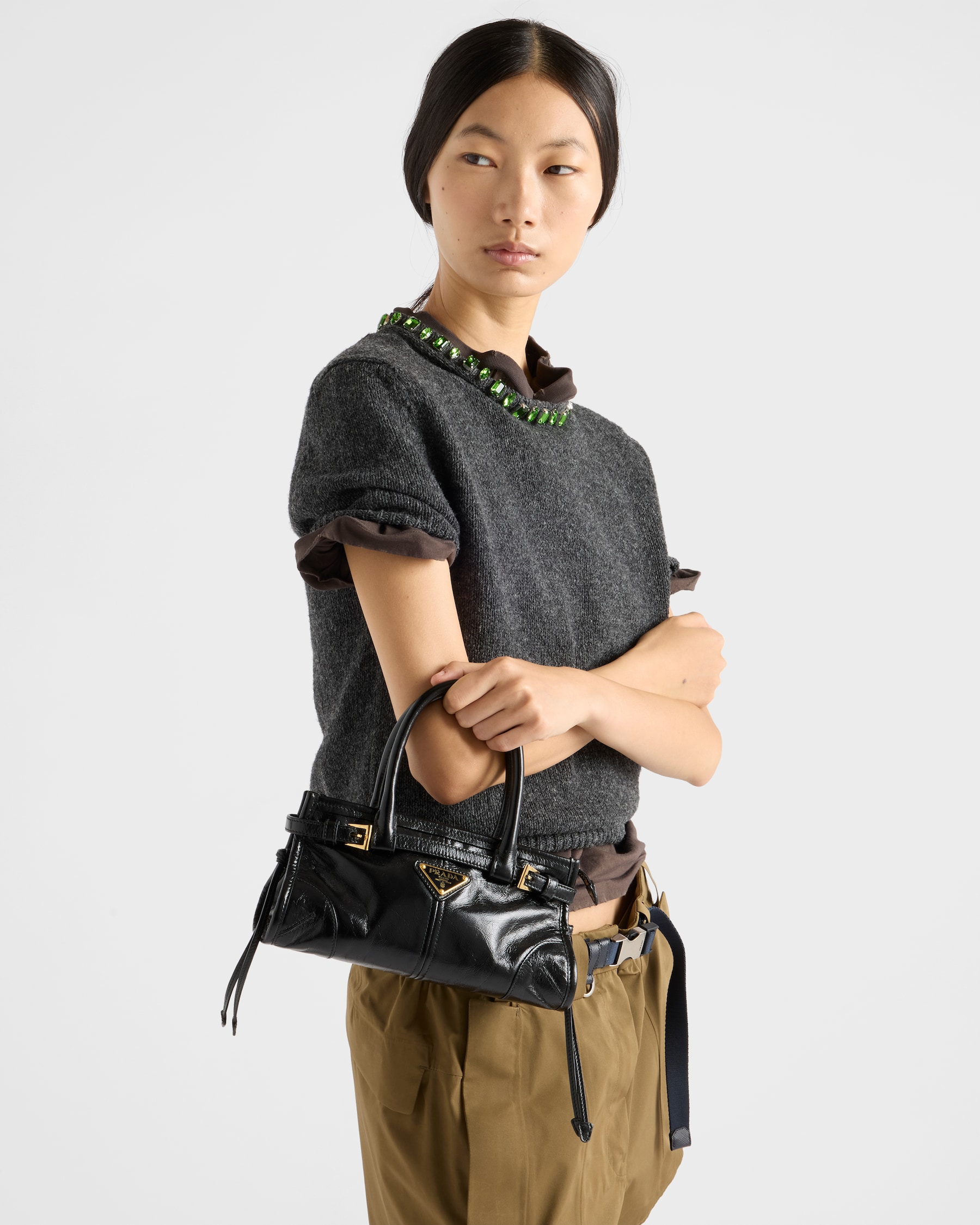 Black Prada Bonnie Leather Mini Handbag | PRADA