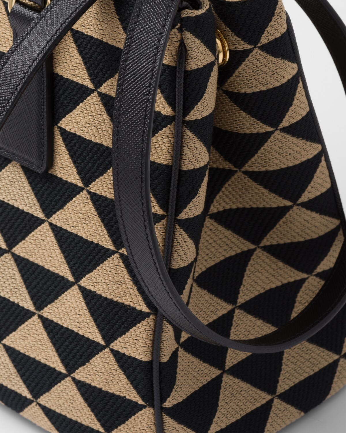 Black/beige Small Prada Symbole Embroidered Fabric Bag | PRADA