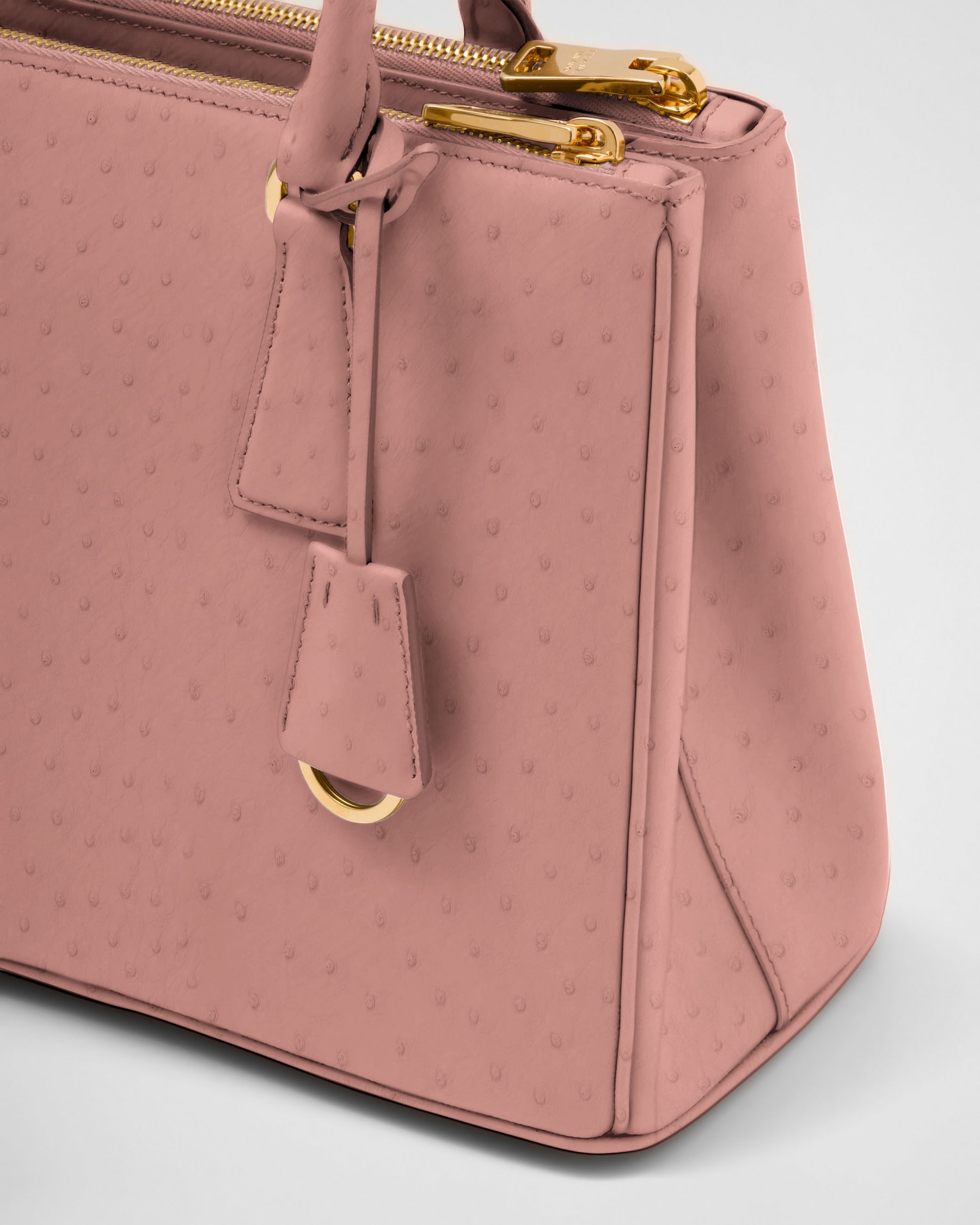 Petal Pink Medium Prada Galleria Ostrich Leather Bag | PRADA