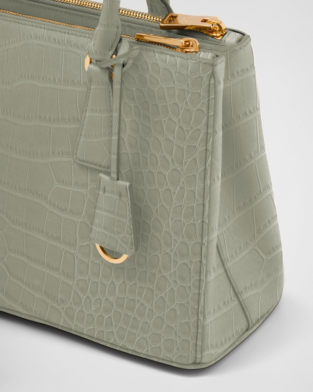 Cloudy Gray Medium Prada Galleria Crocodile Leather Bag | PRADA
