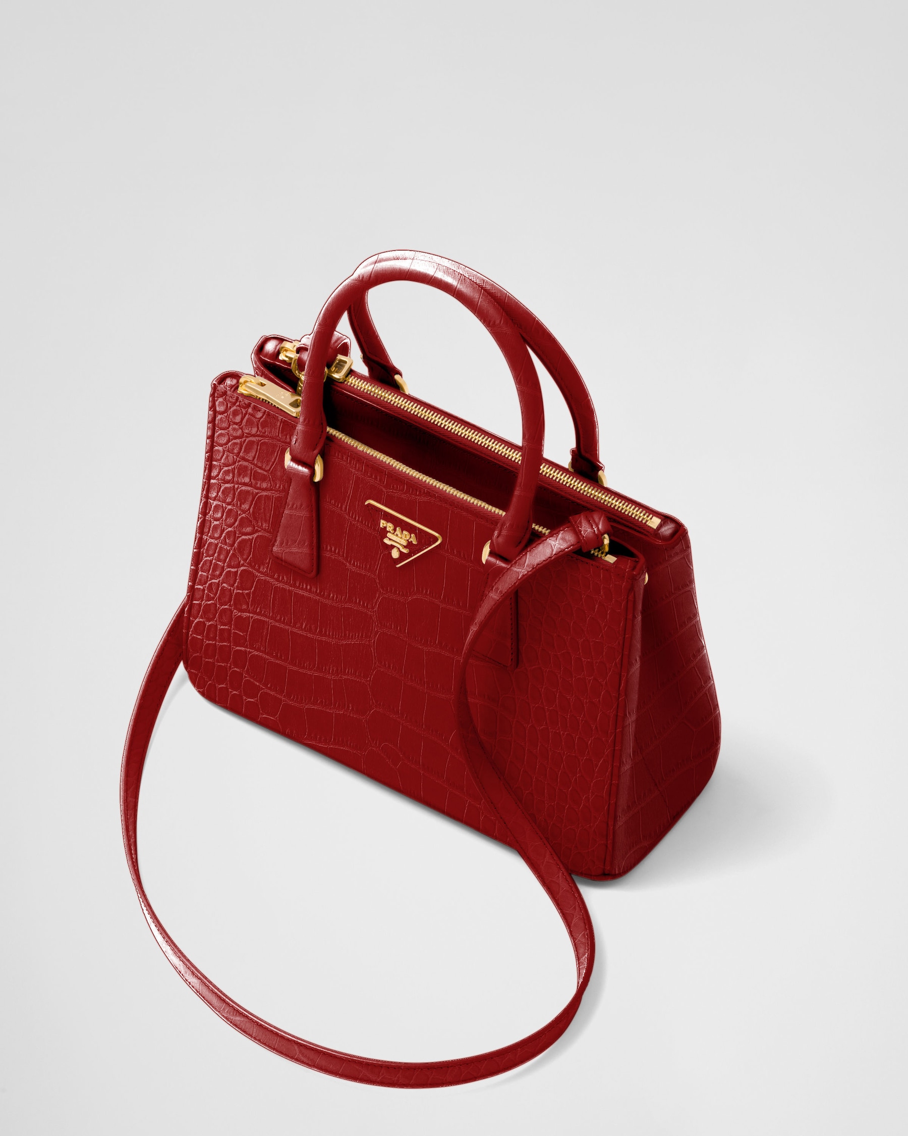 Fiery Red Medium Prada Galleria Crocodile Leather Bag | PRADA