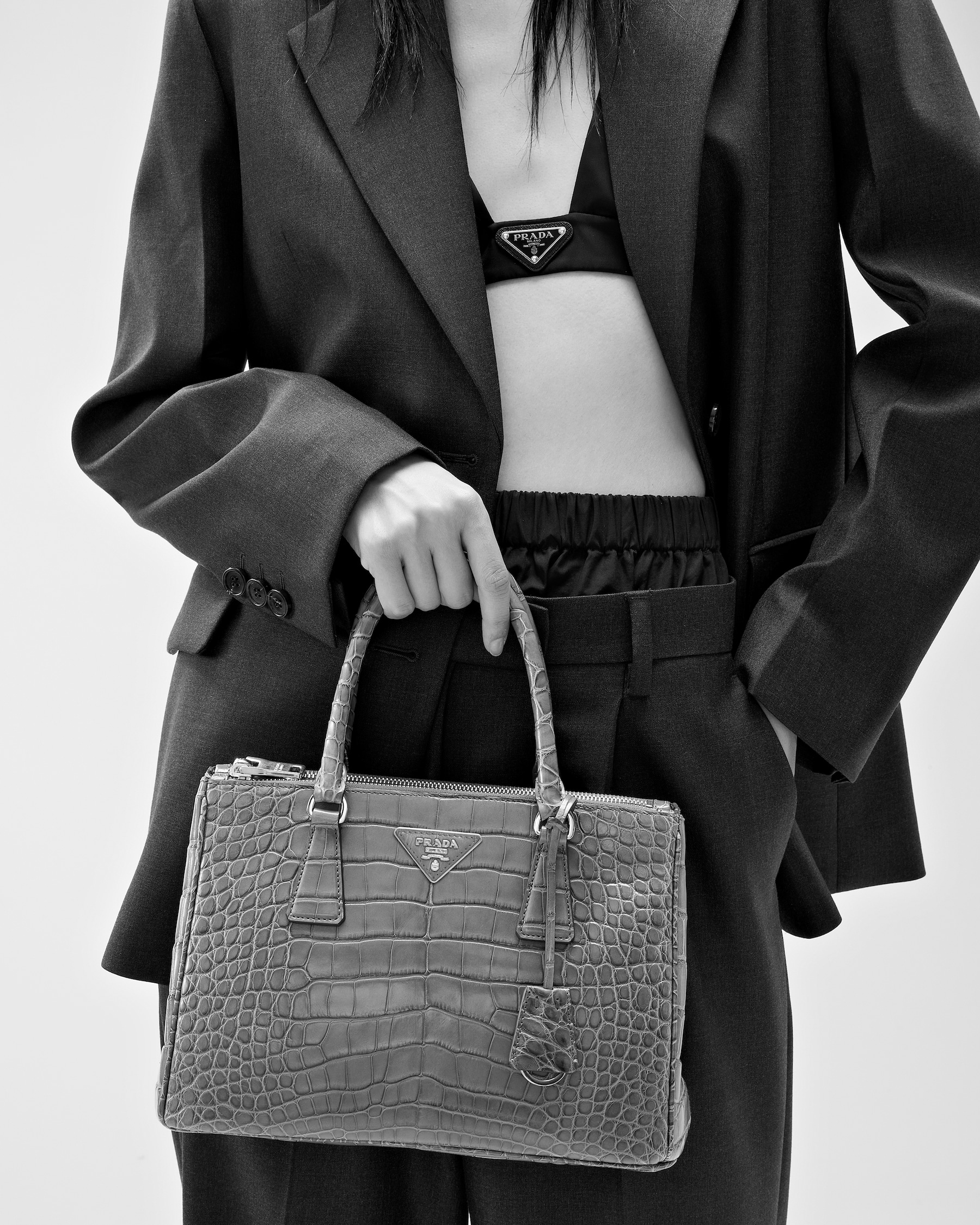 Fiery Red Medium Prada Galleria Crocodile Leather Bag | PRADA