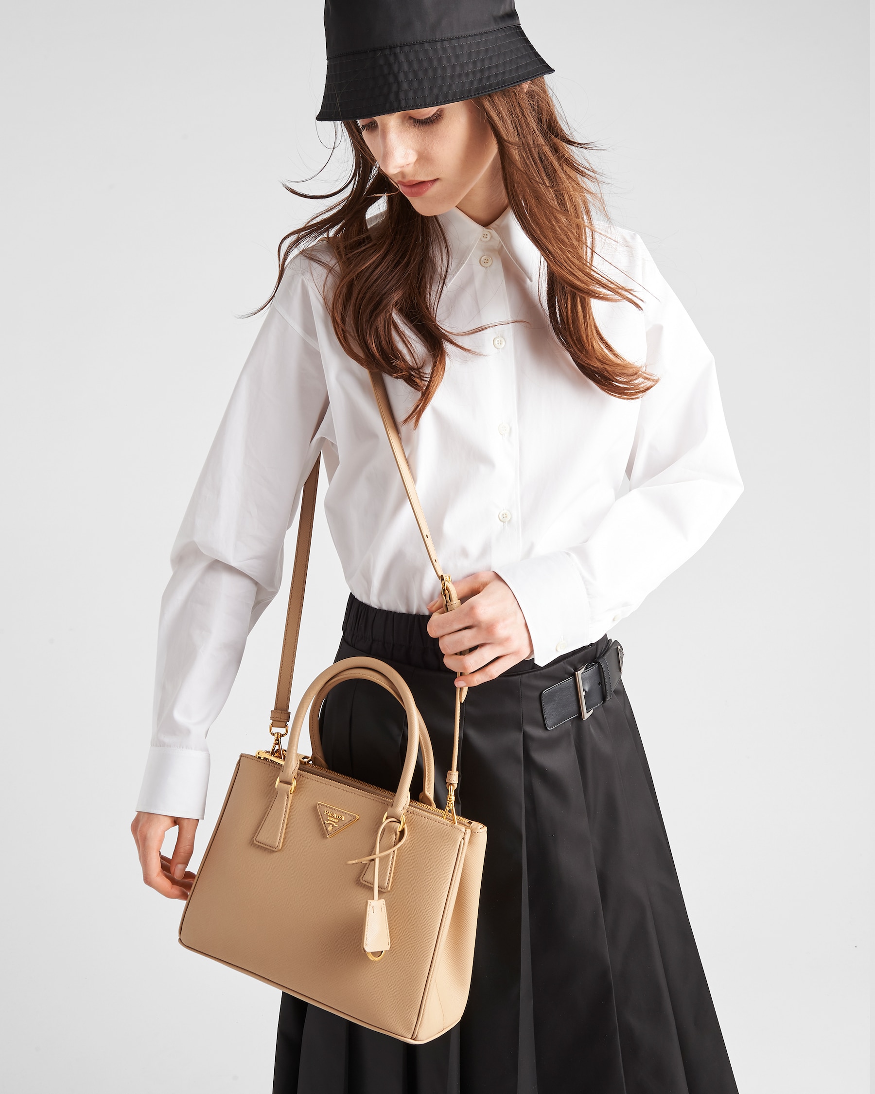 Sand Beige Medium Prada Galleria Saffiano Leather Bag | PRADA