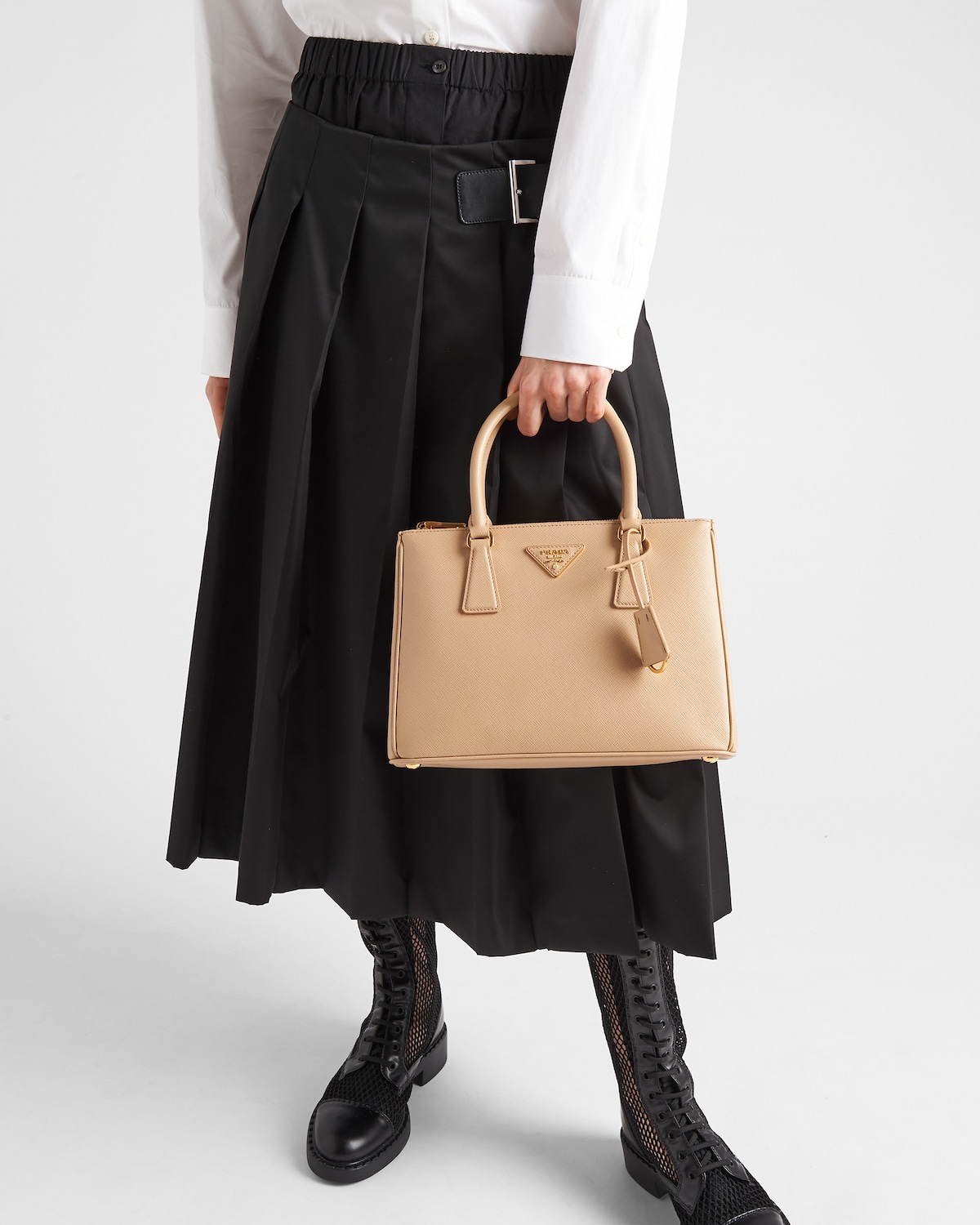 Sand Beige Medium Prada Galleria Saffiano Leather Bag | PRADA