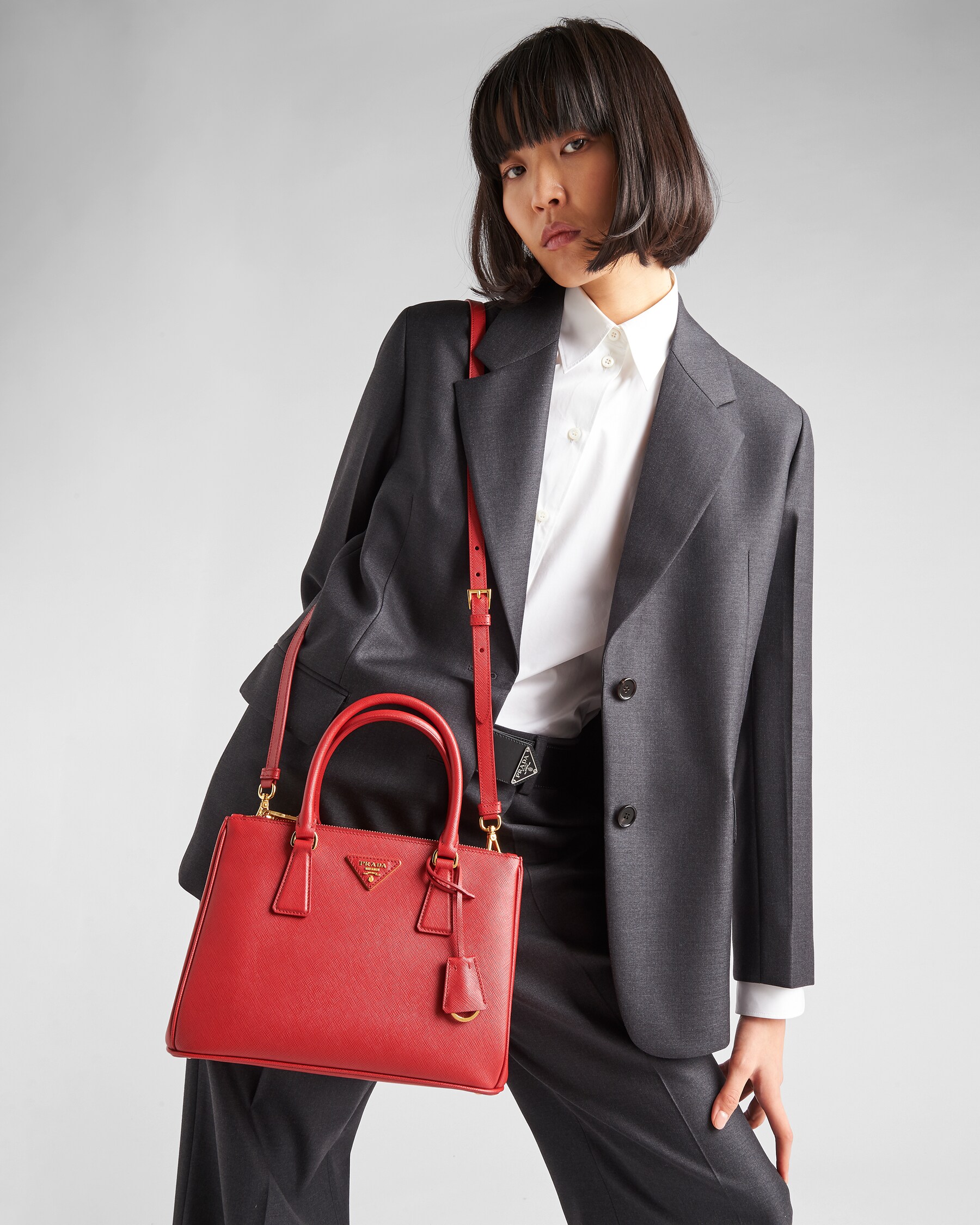 Fiery Red Medium Prada Galleria Saffiano Leather Bag | PRADA