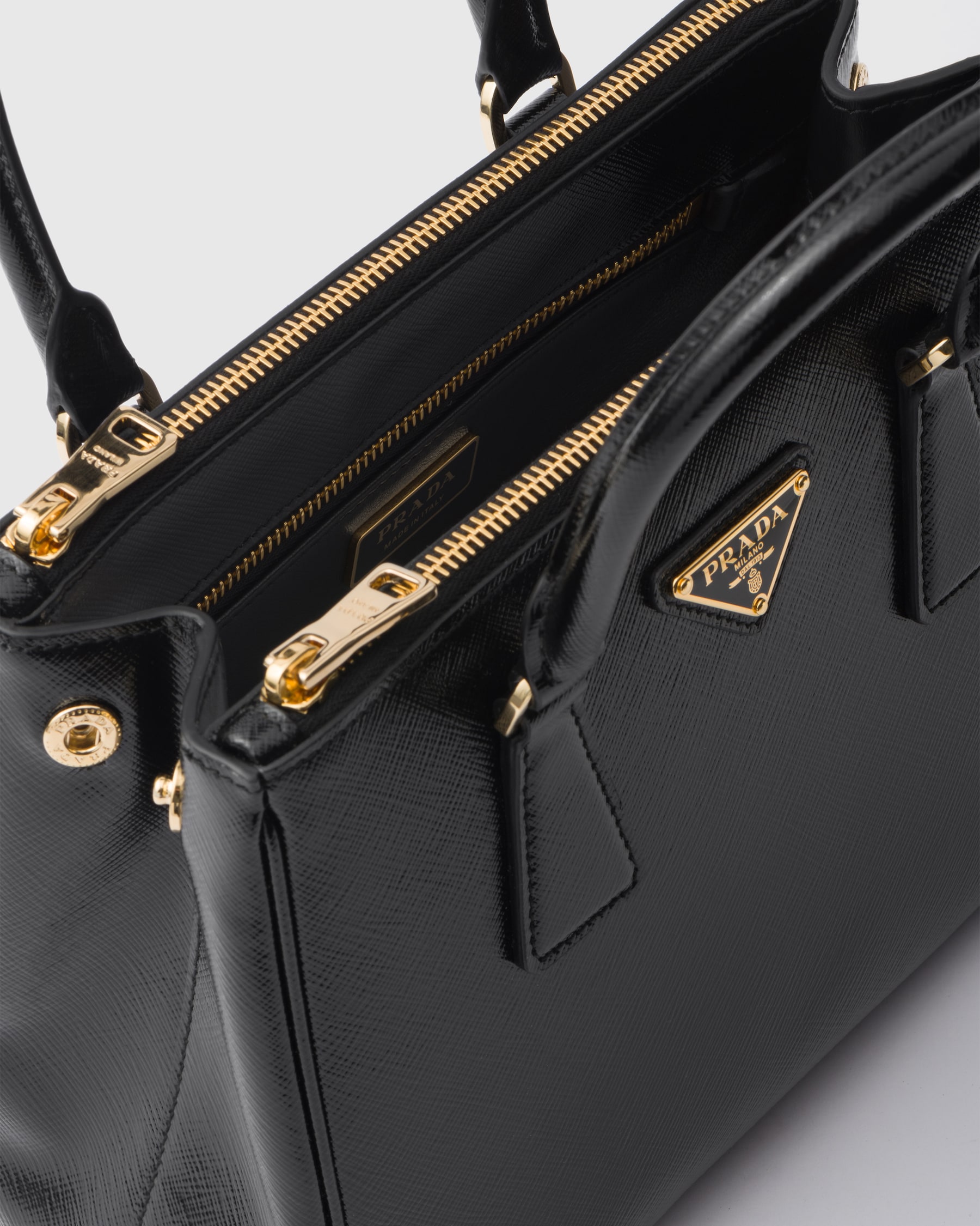 Black Prada Galleria Small Saffiano Patent Leather Bag | PRADA