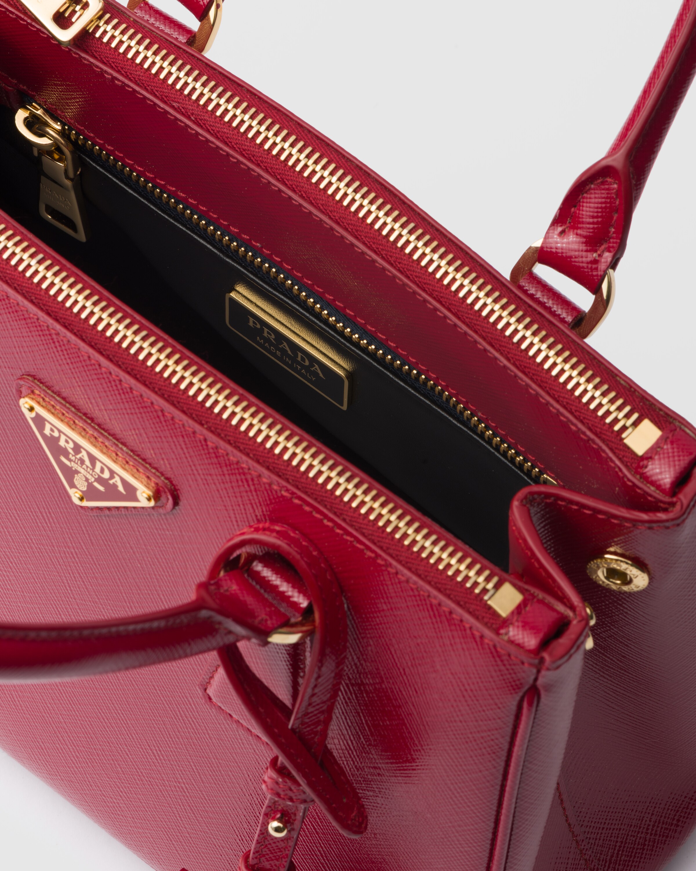 Cherry Red Prada Galleria Small Saffiano Patent Leather Bag | PRADA