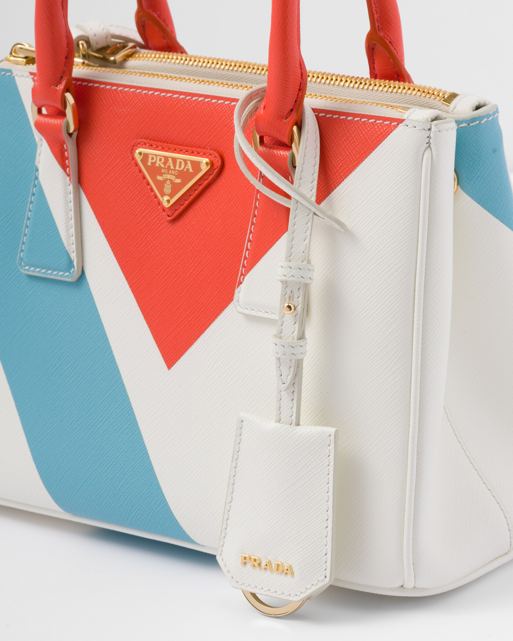 White/orange Small Prada Galleria Saffiano Special Edition Bag | PRADA