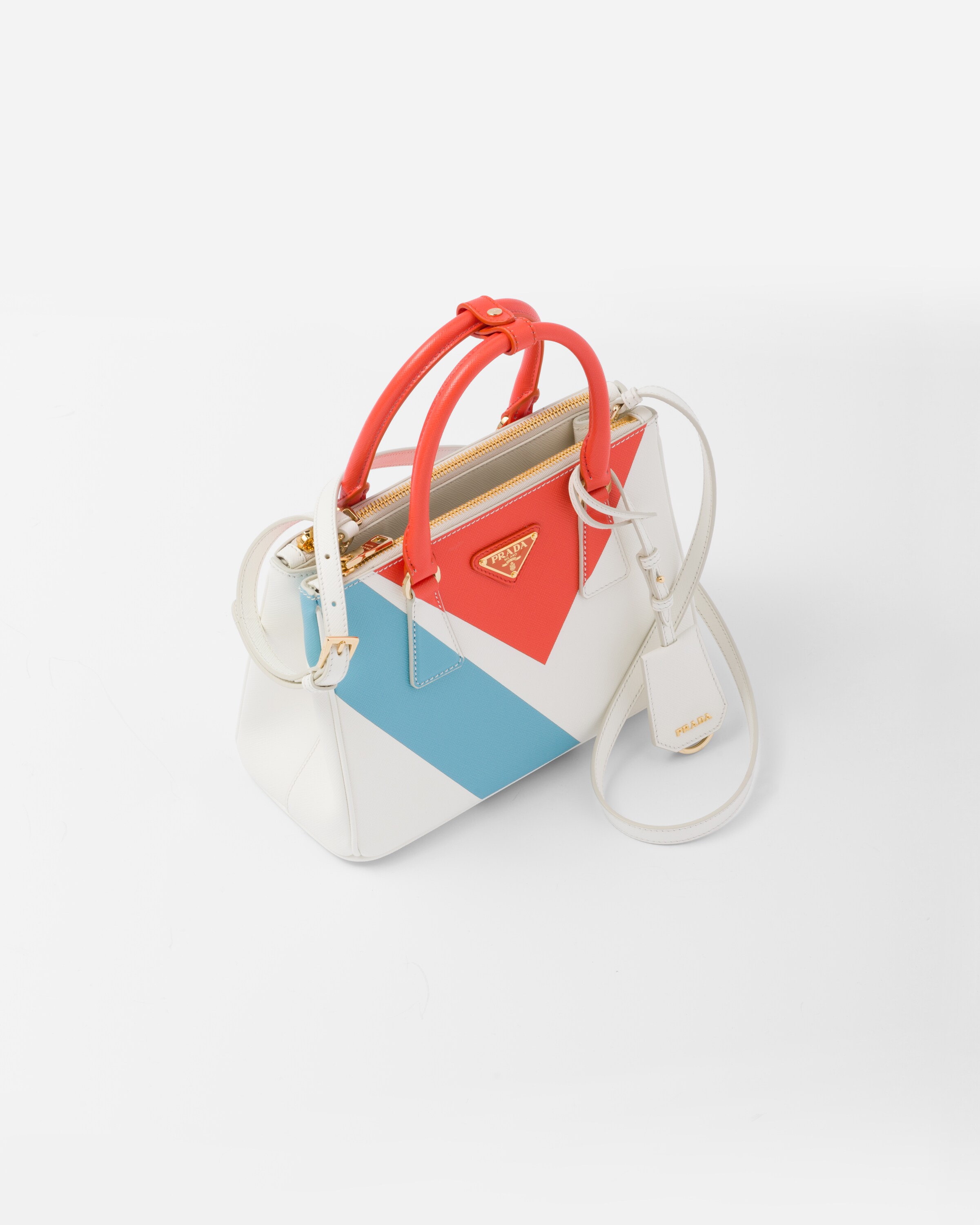 White/orange Small Prada Galleria Saffiano Special Edition Bag | PRADA
