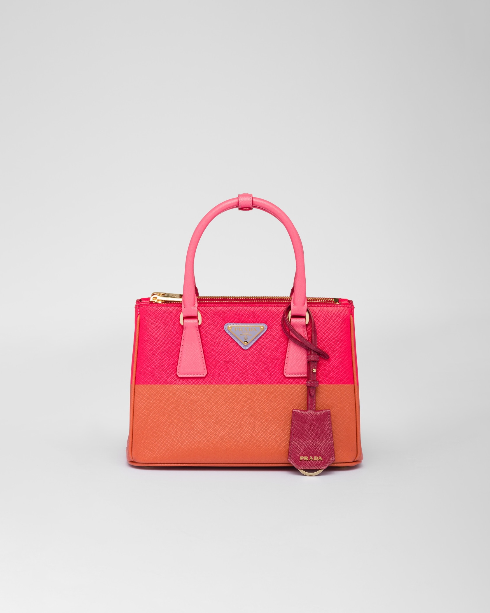 Bolsa Prada Galleria Pequena Em Saffiano Edição Especial Cobre/morango ...