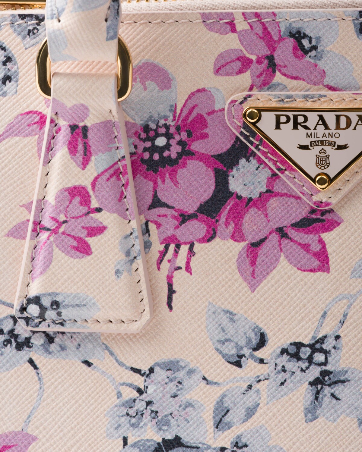 Begonia Pink Prada Galleria Printed Saffiano Leather Bag | PRADA