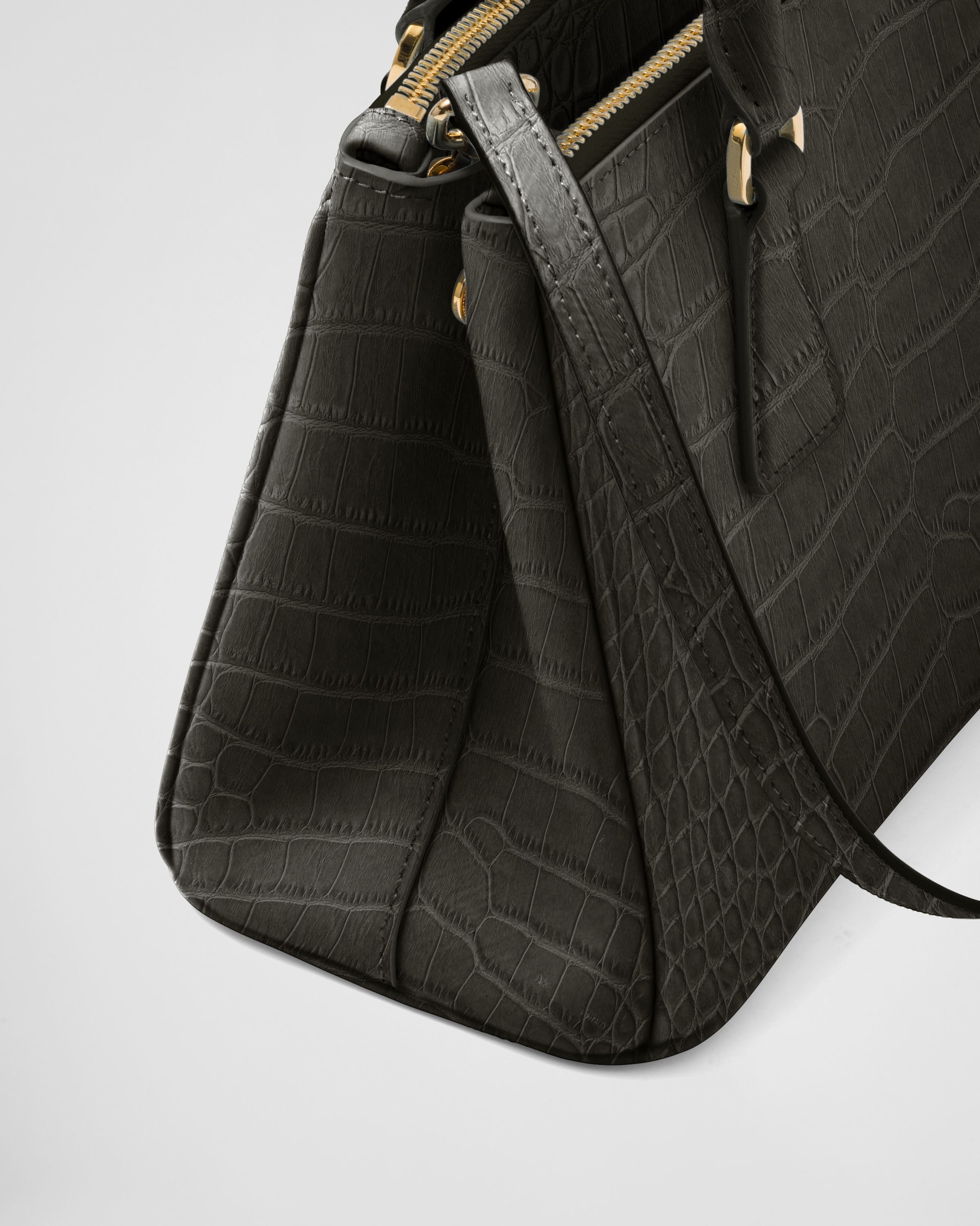 Black Prada Galleria Small Crocodile Leather Bag | PRADA