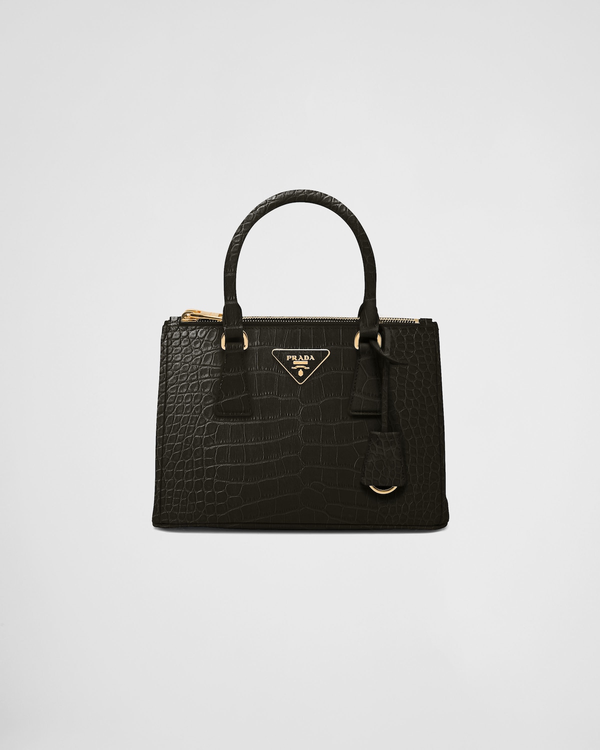 Black Prada Galleria Small Crocodile Leather Bag | PRADA