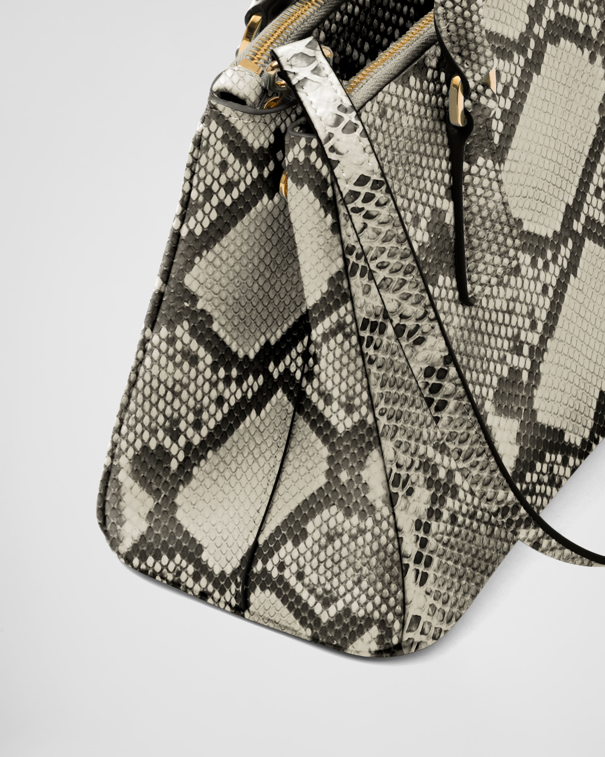Rock Gray Small Prada Galleria Python Leather Bag | PRADA